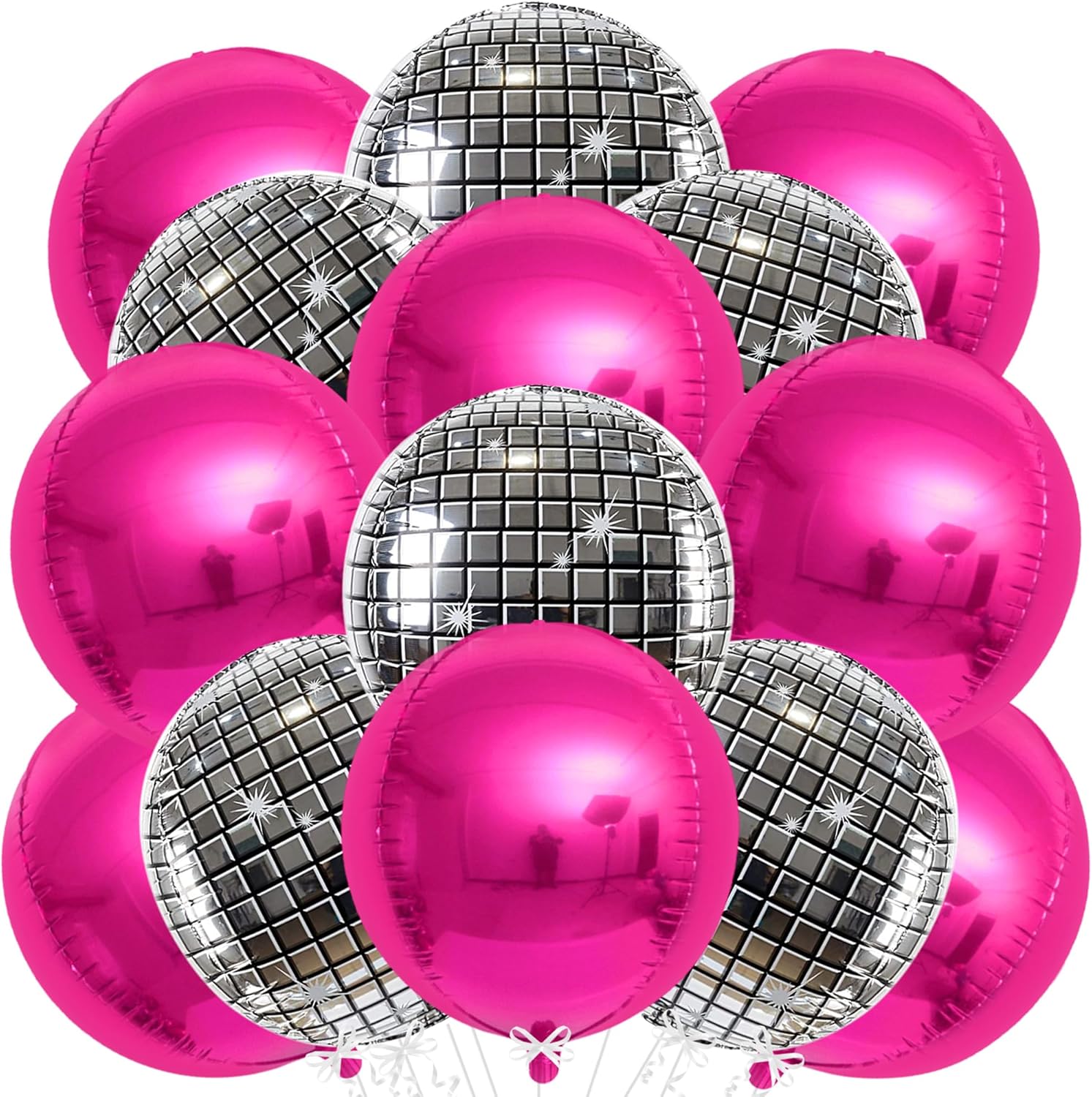 Amazon.com: Big Hot Pink Balloons - 22 Inch, Pack 12 with Silver Disco ...