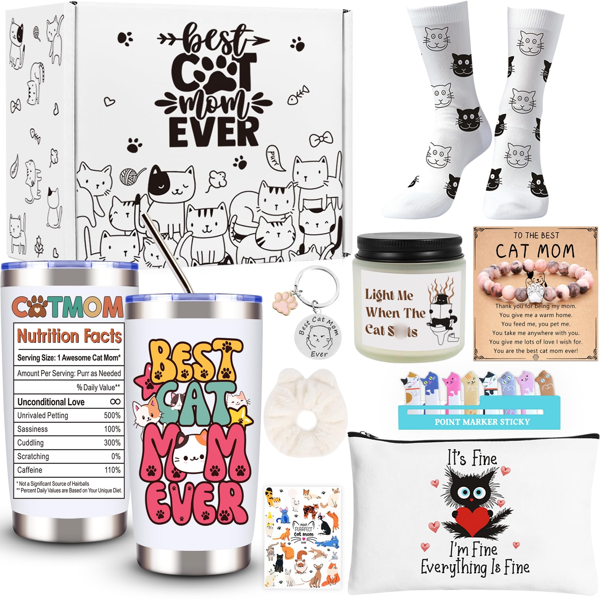 Amazon.com: SIXVALA Cat Lover Gifts for Women, Best Cat Mom Gift Box ...