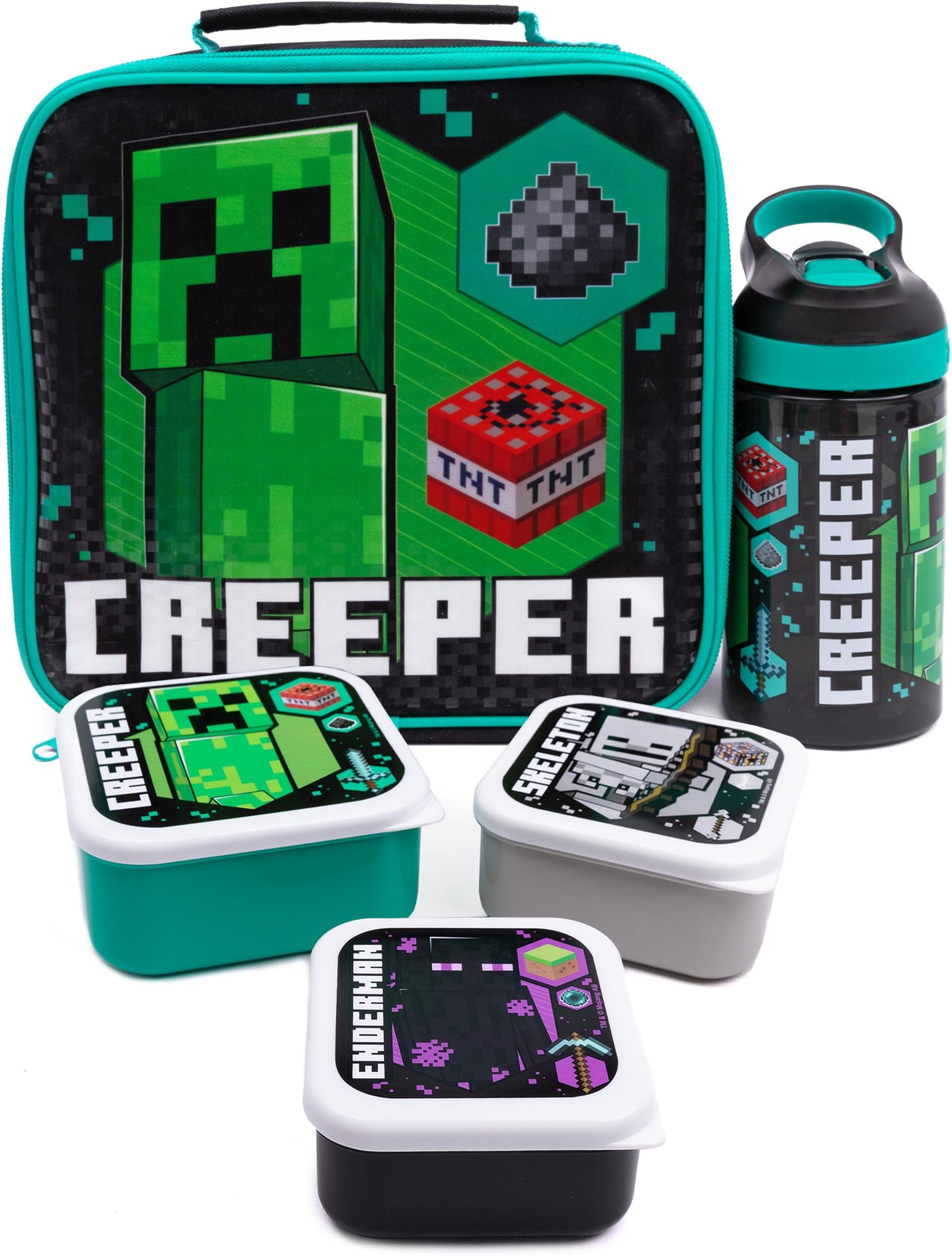 Minecraft Lunch Bag Set | Creeper Adventure for Boys | Lunch Box, Water ...
