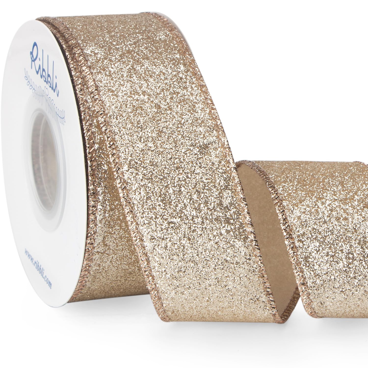 Amazon.com: Ribbli Champagne Gold Glitter Wired Ribbon,Champagne Ribbon ...