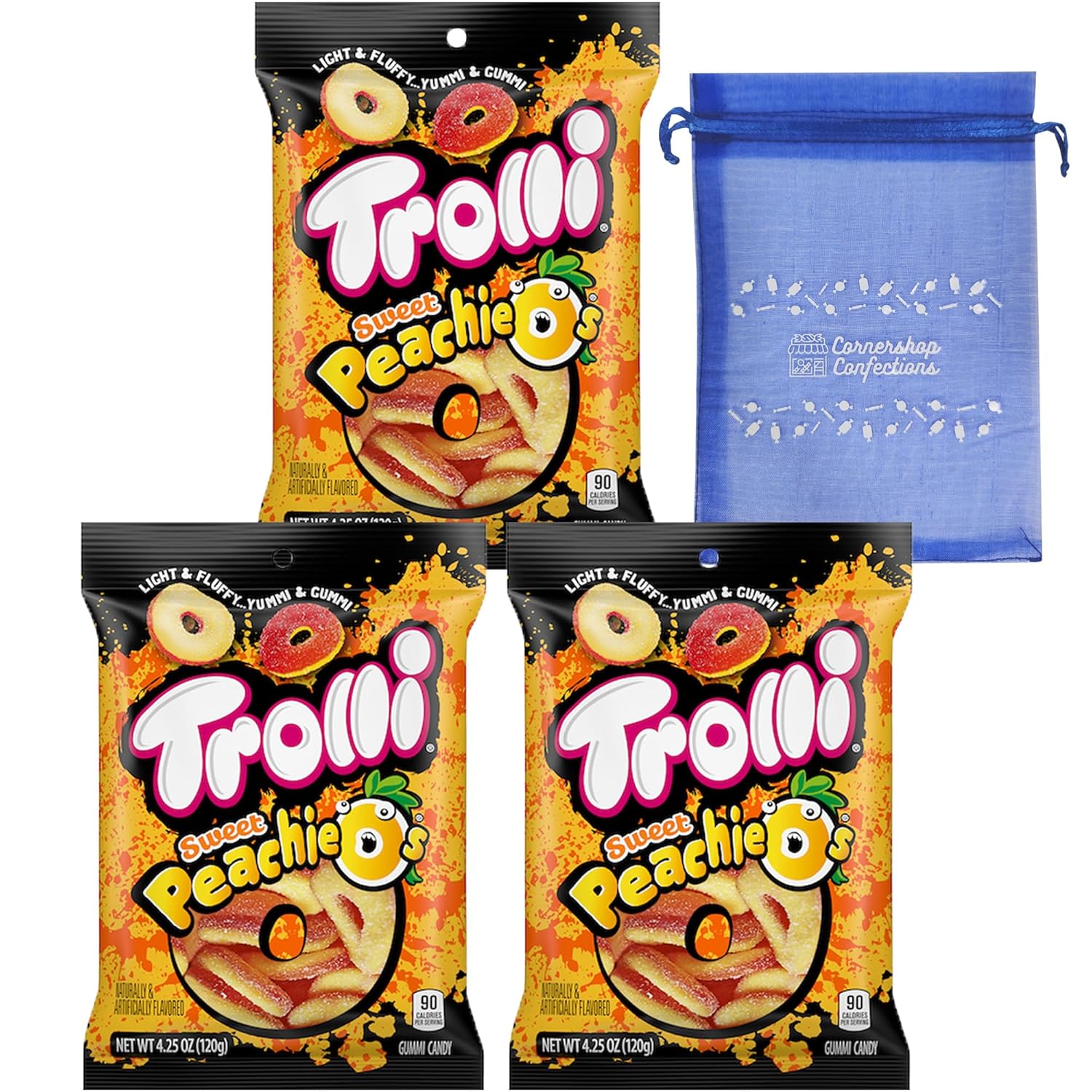 Amazon.com : Trolli Sweet Peachie Os Bundle Pack - 3 Bags of Trolli ...