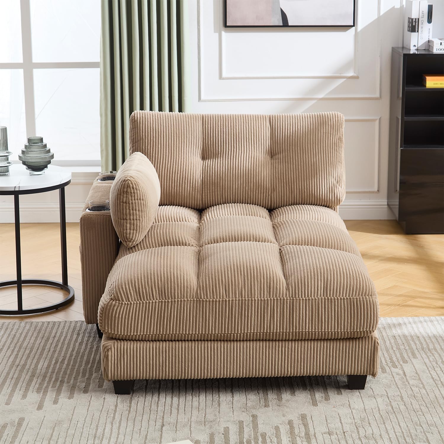 Amazon.com: Khaki Oversized Cozy Chaise Lounge Chair Indoor, 55" W ...