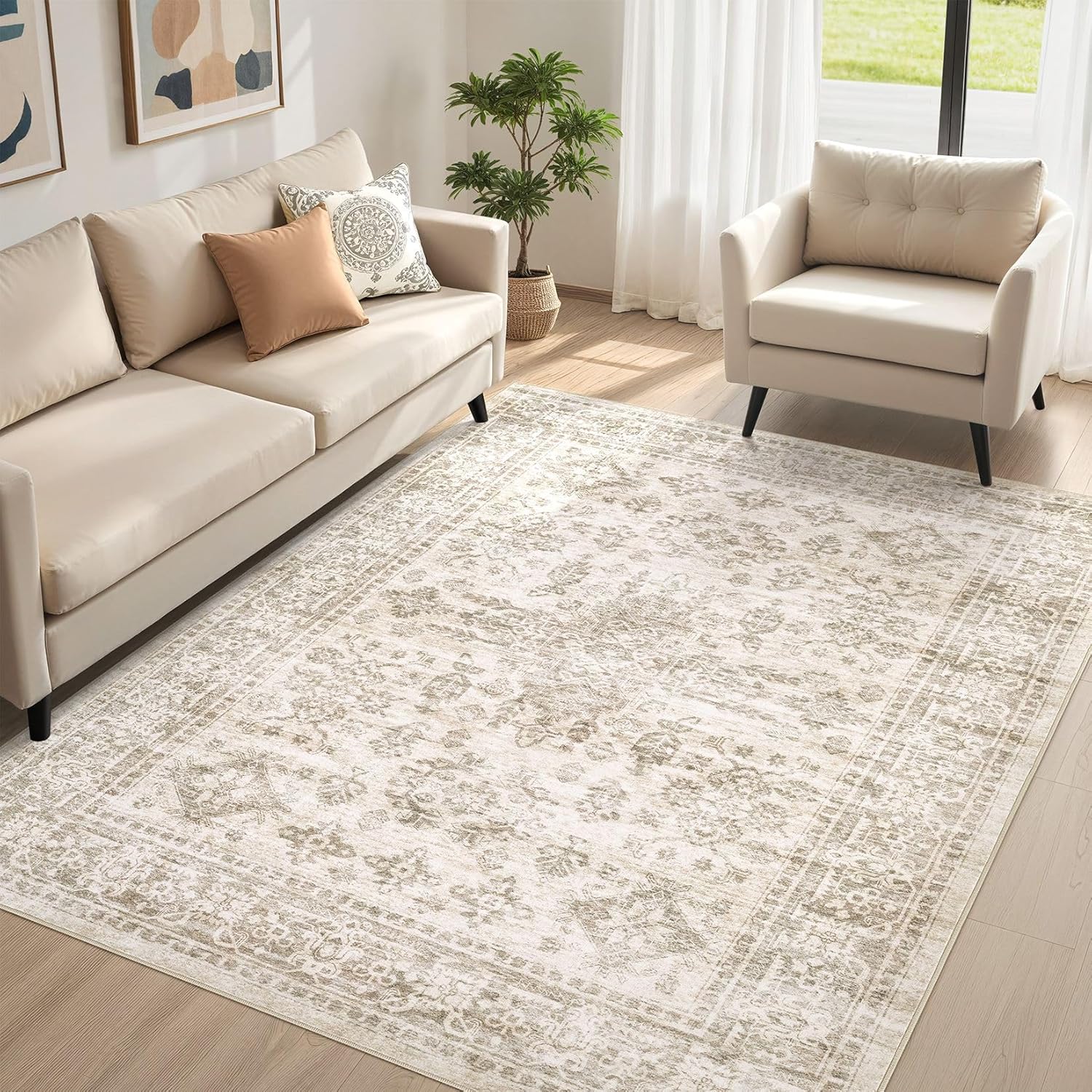 Amazon.com: Area Rugs for Living Room: 7x9 Washable Rug Vintage Pattern ...
