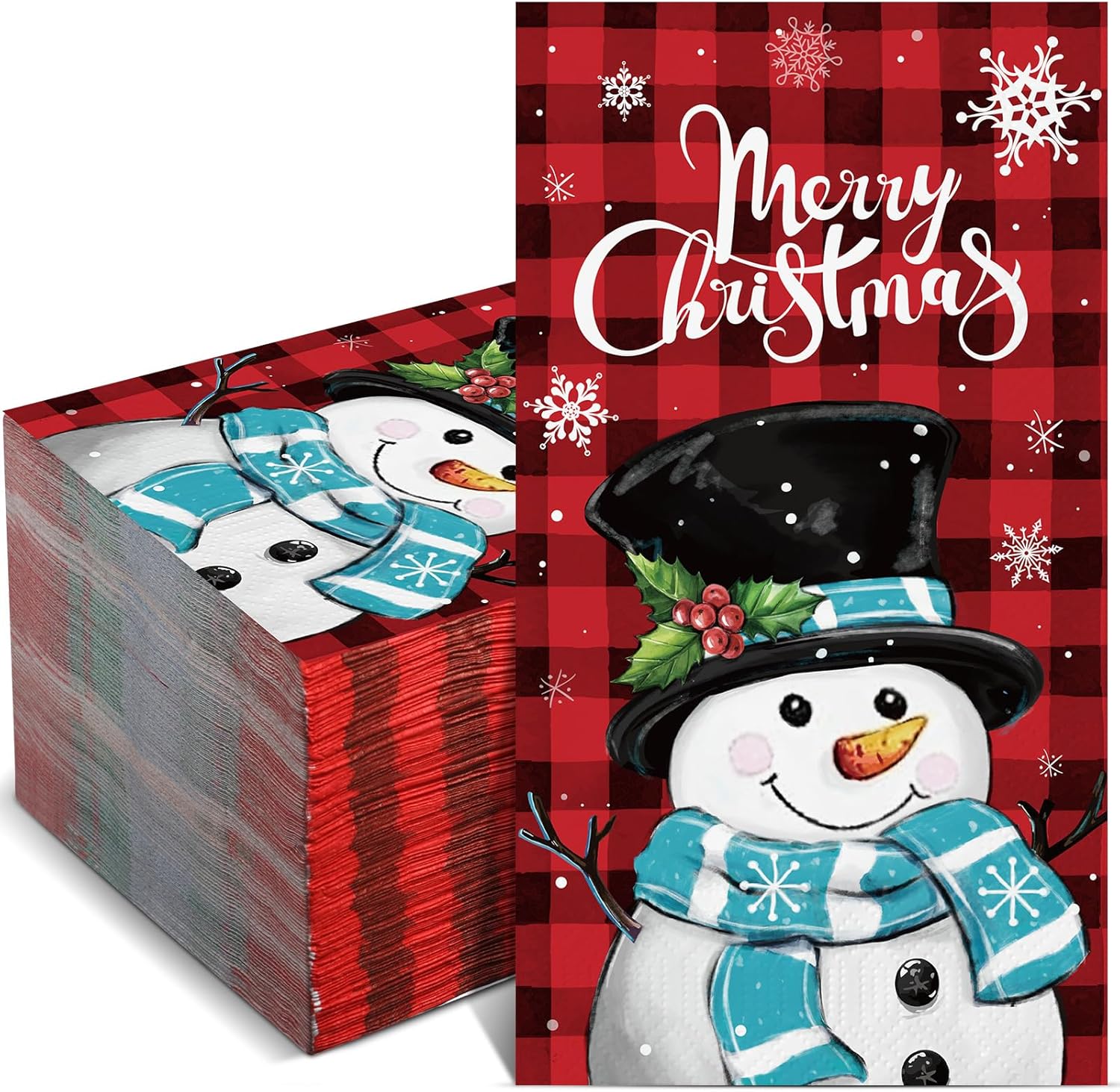 Amazon.com: Funrous 100 Packs Christmas Snowman Paper Guest Napkins 3 ...