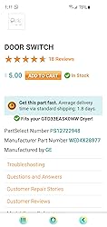 Amazon.com: WE04X28977 Dryer Door Switch WE10X23879 for GE : Appliances