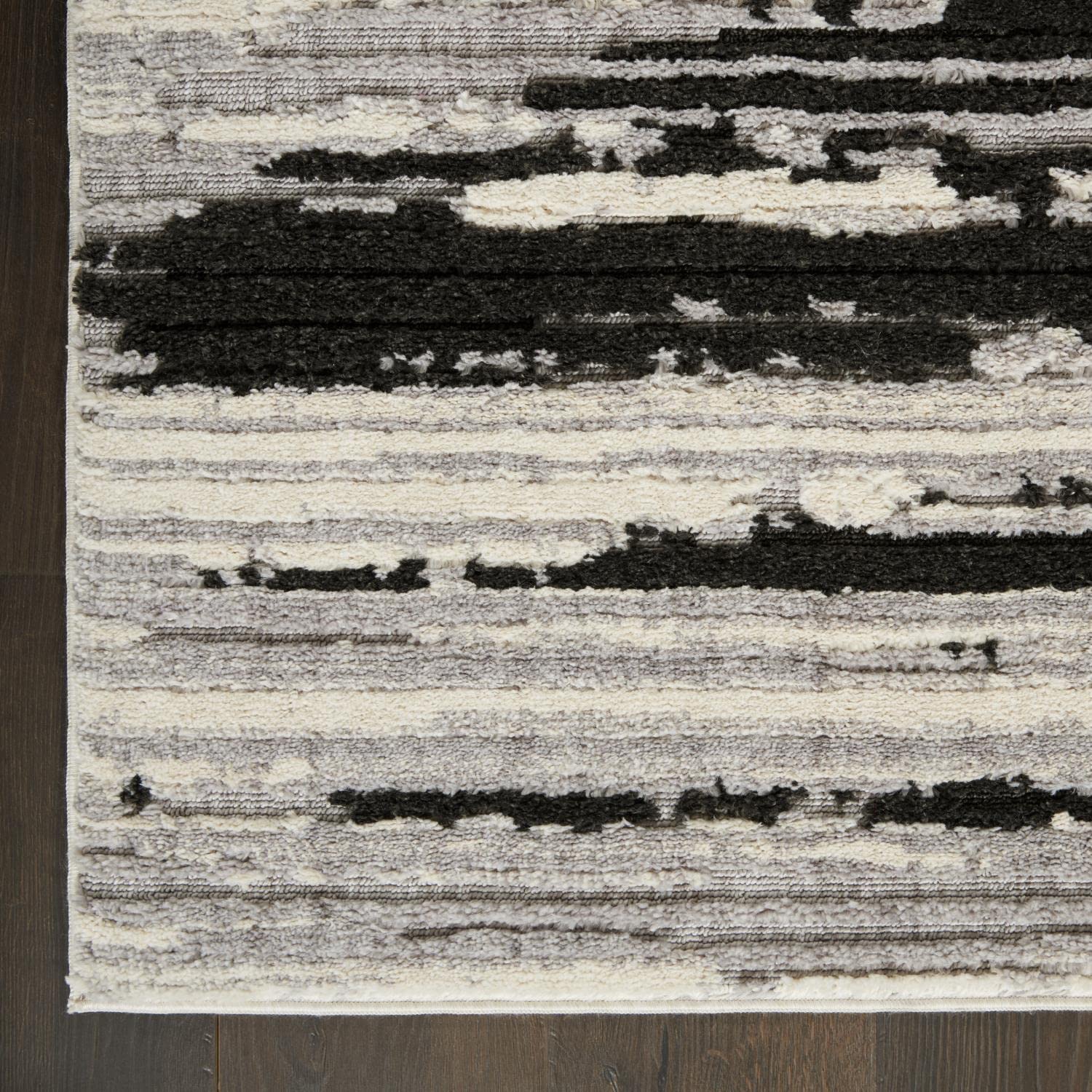 Nourison Textured Contemporary Abstract Ivory/Charcoal 5'3" x 7'3" Area ...
