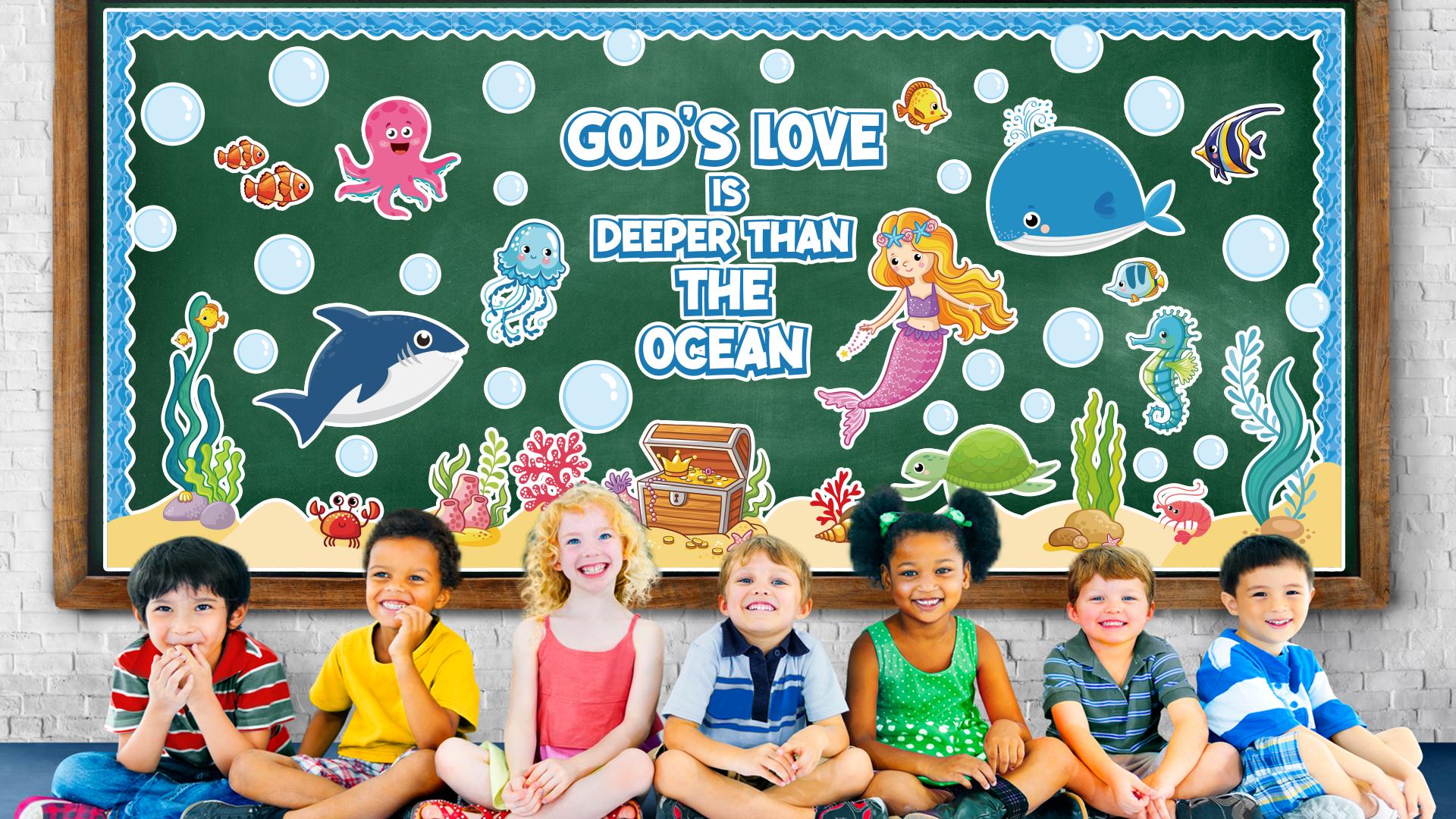 Ocean Theme Classroom Decor Christian Bulletin Board Printable, Ocean ...