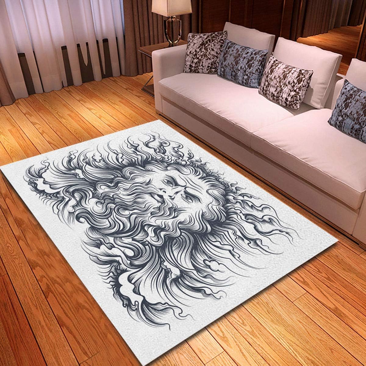Amazon.com: rouihot Non-Slip Area Rug 2'x 3' Roman Sea God Neptune Head ...
