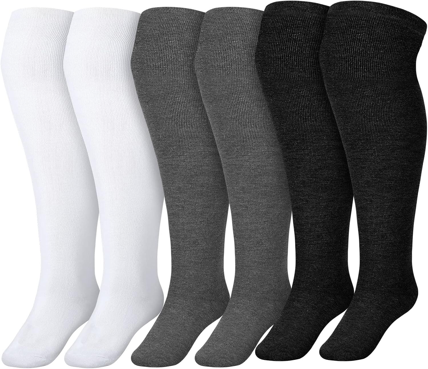 Amazon.com: Newcotte 3 Pcs Plus Size Thigh High Socks Over Knee Long ...