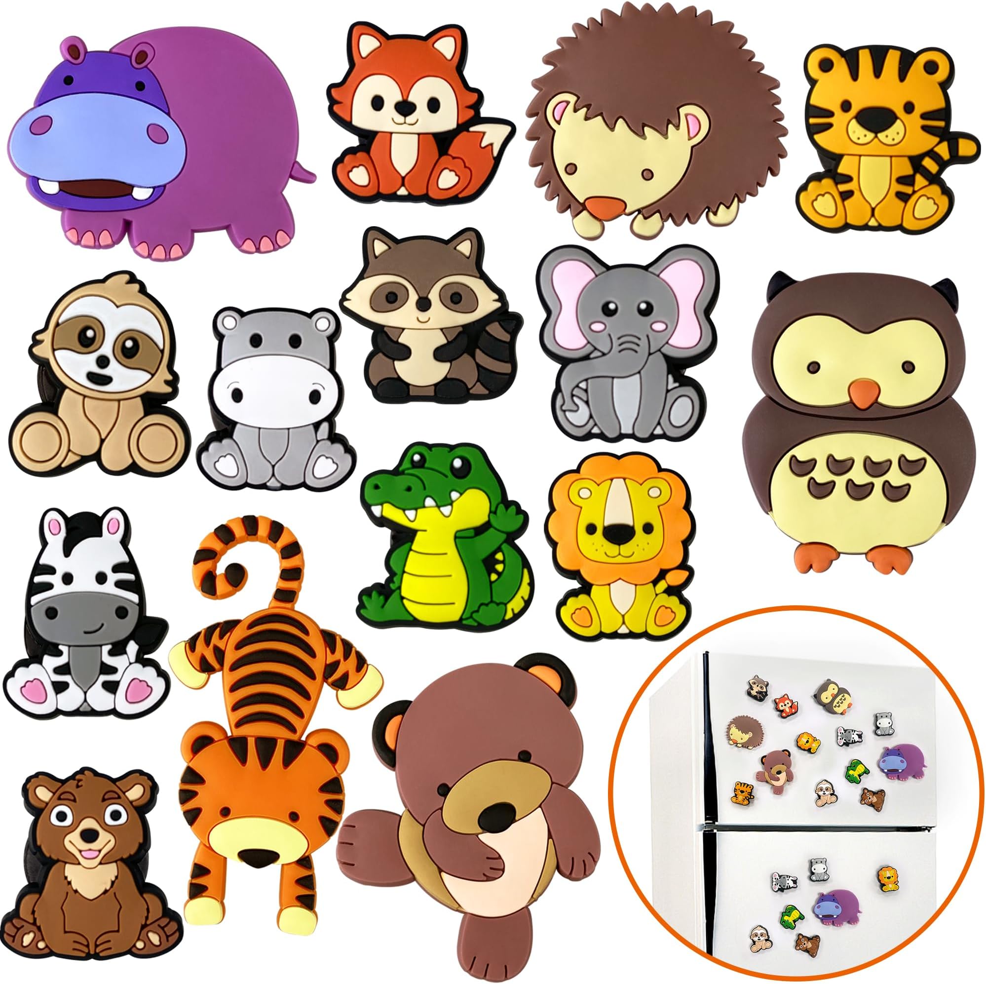 Amazon.com: 15PCS Jungle Animal Fridge Magnets Refrigerator Magnets ...