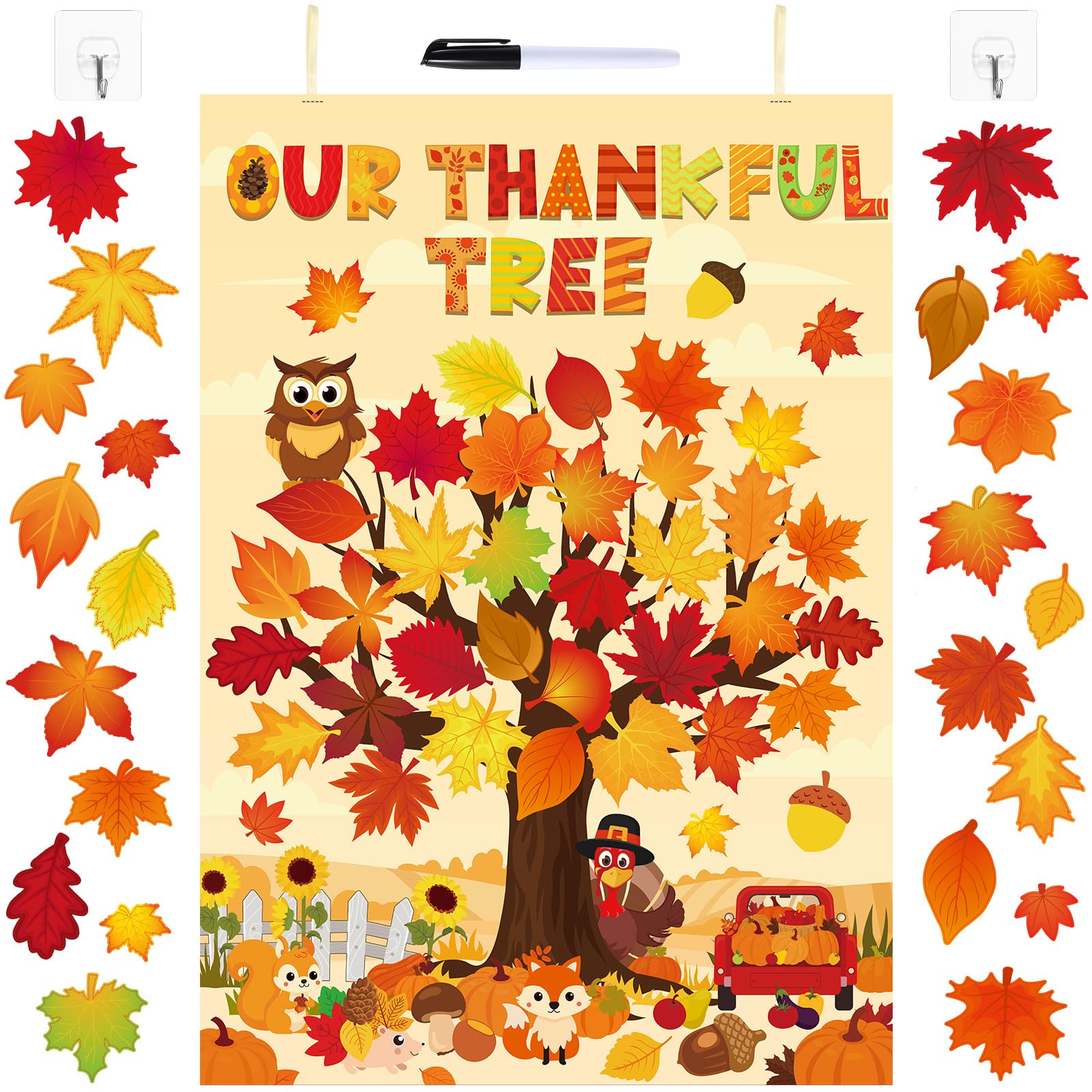 Amazon.com: Tiamon 70 pcs Fall Tree of Thanks Craft Kit Felt Autumn DIY ...
