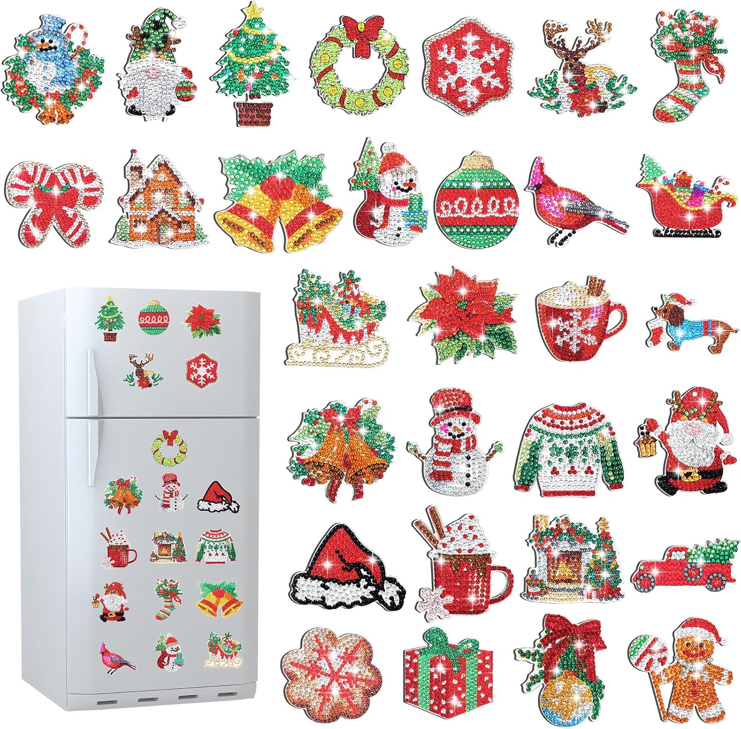 Amazon.com: 30 Pcs Christmas Diamond Art Magnets for Refrigerator ...