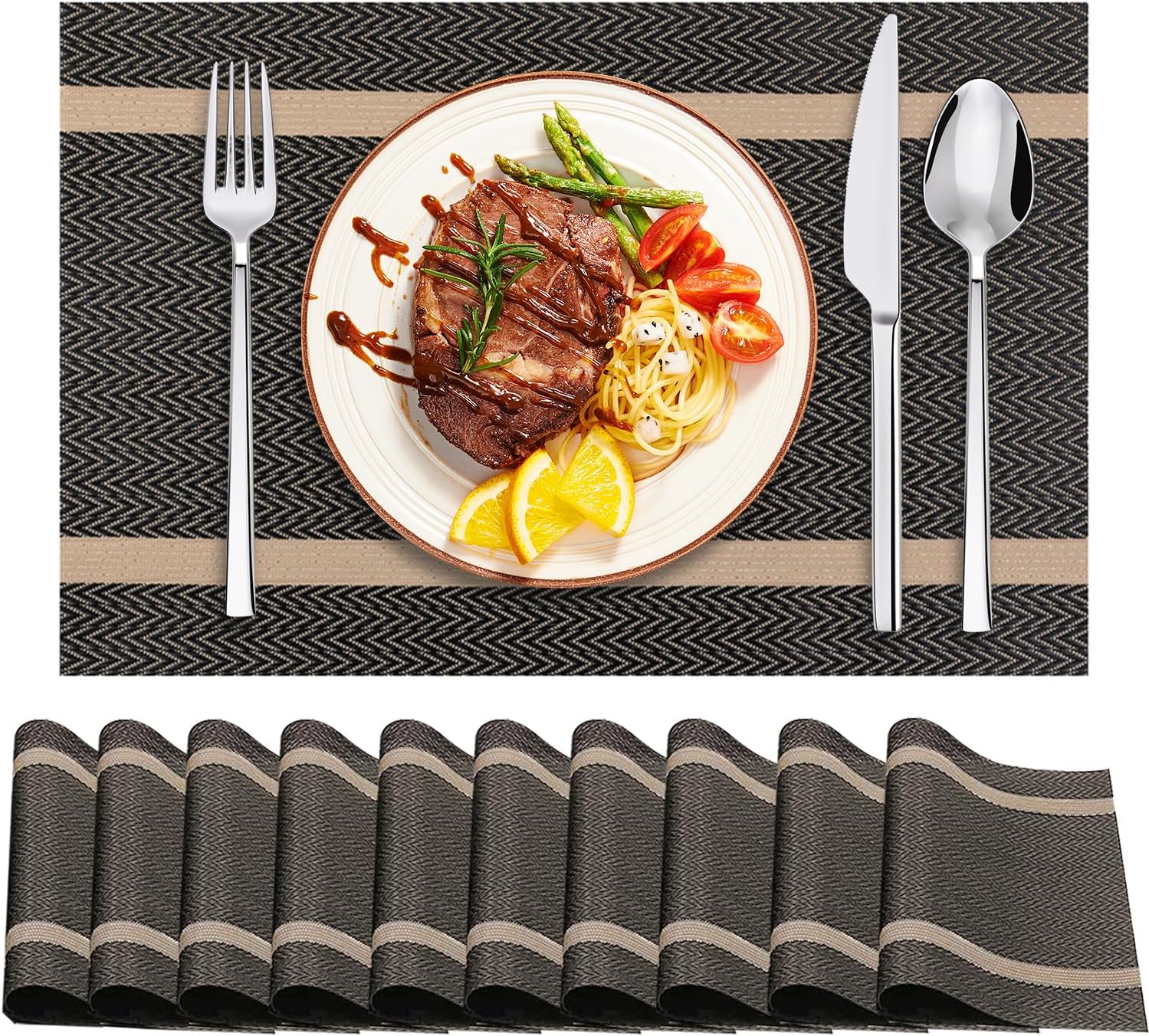 Manteles Individuales, Manteles de PVC Juego de 10 Piezas Tapetes ...