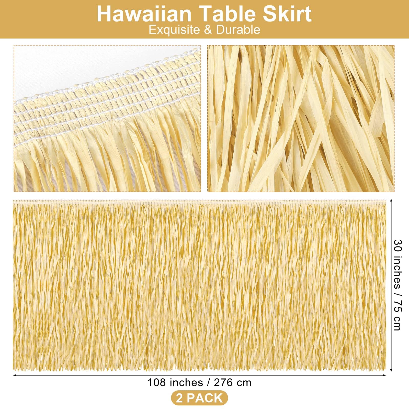 Snapklik.com : 4 Packs Luau Grass Table Skirt Fringe Straw Grass Skirt ...