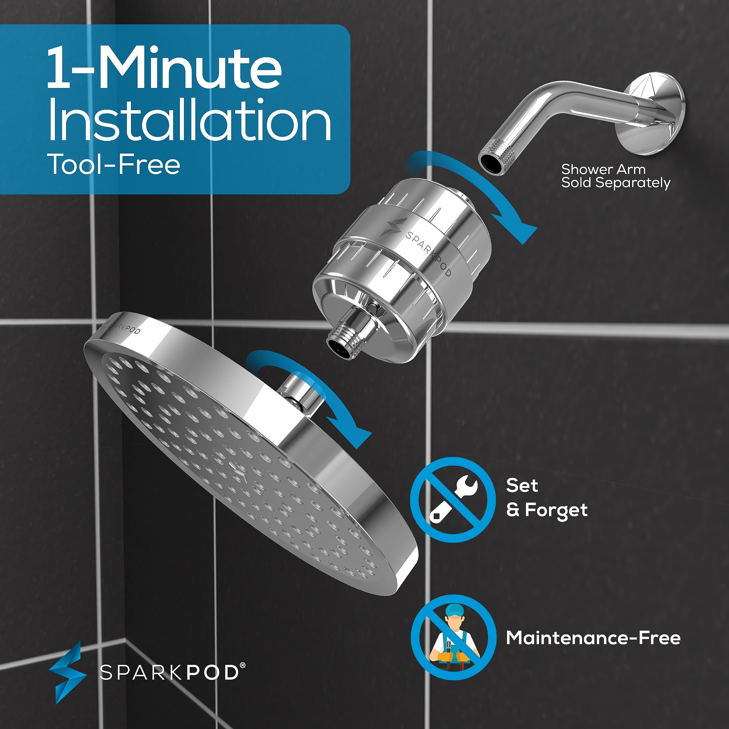 Snapklik.com : SparkPod Luxury Filtered Shower Head Set 23 Stage Shower ...