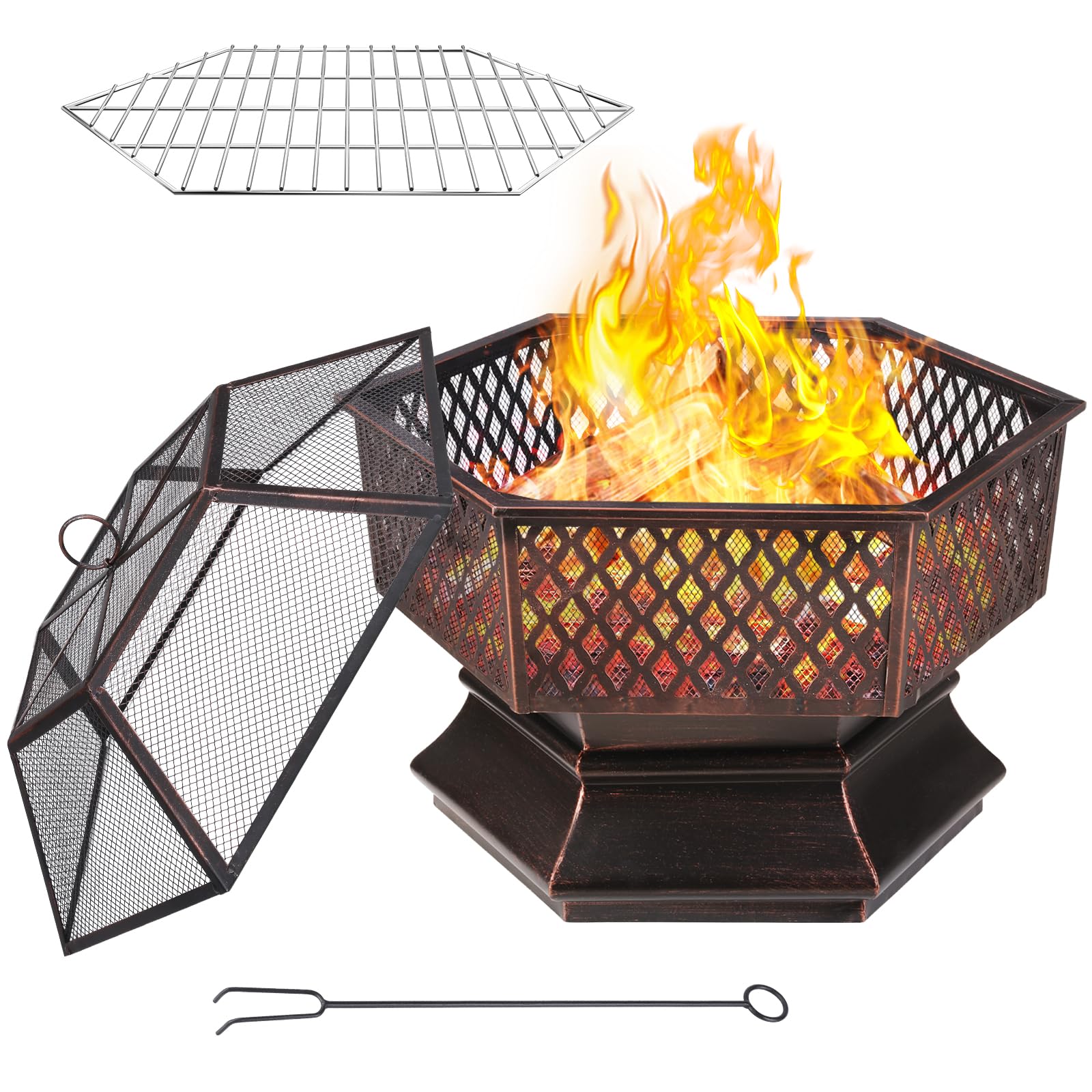 Amazon.com : Arlopu 30/28'' Outdoor Fire Pit, Wood Burning Portable ...
