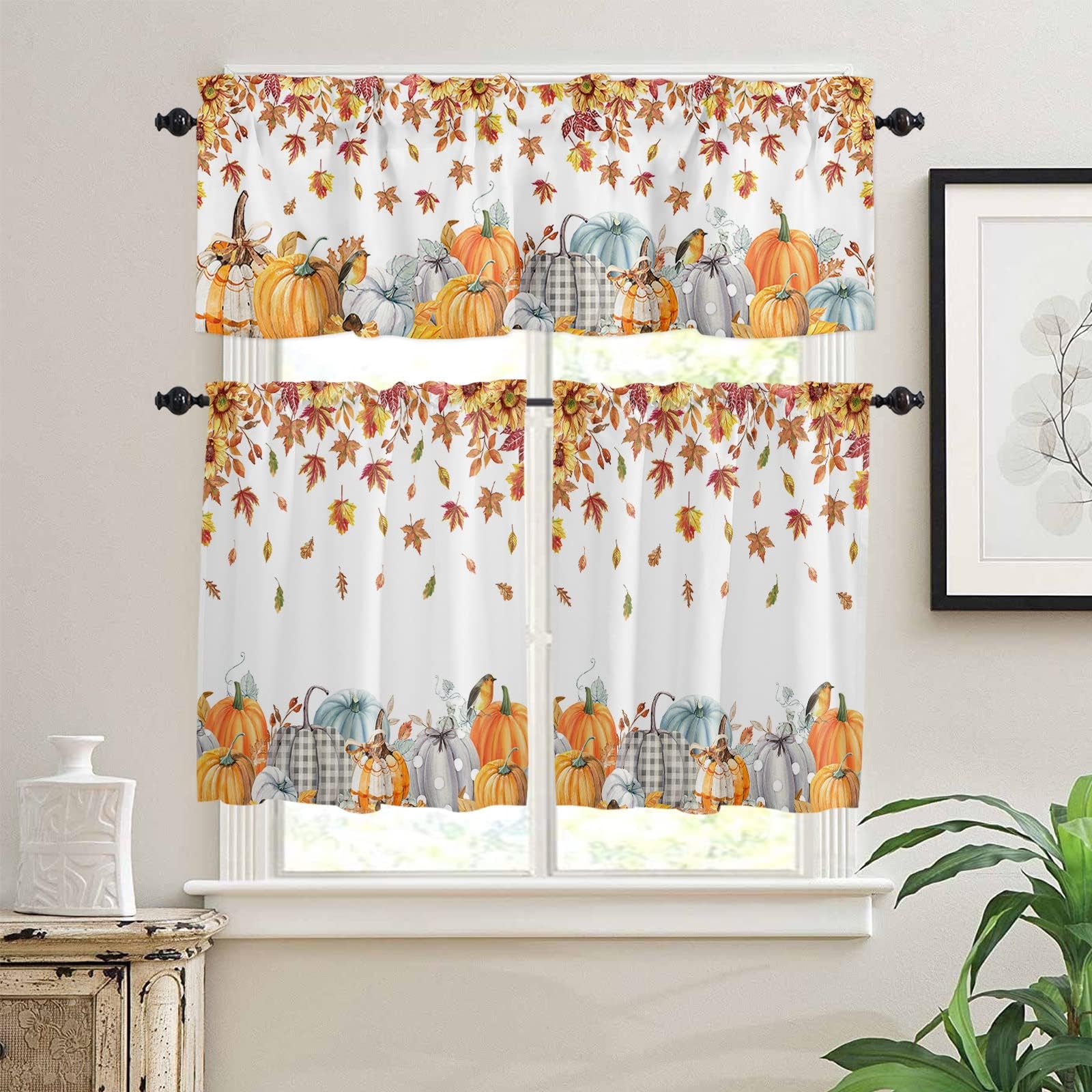 Amazon.com: Funnytree Autumn Window Curtain Fall Thanksgiving Rustic ...