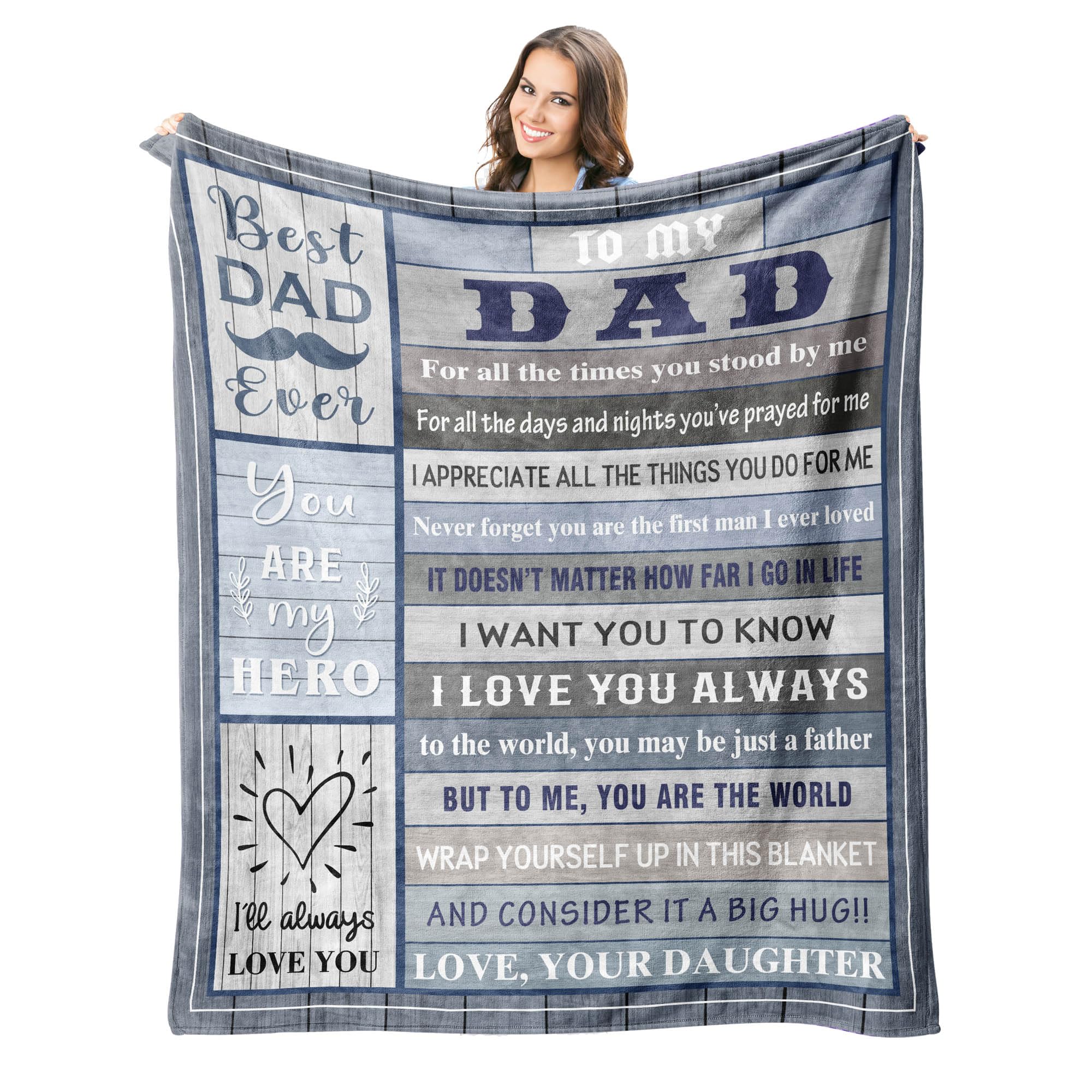 Amazon.com: Peliny Chrid Gifts for Dad - Dad Birthday Gift Blanket ...