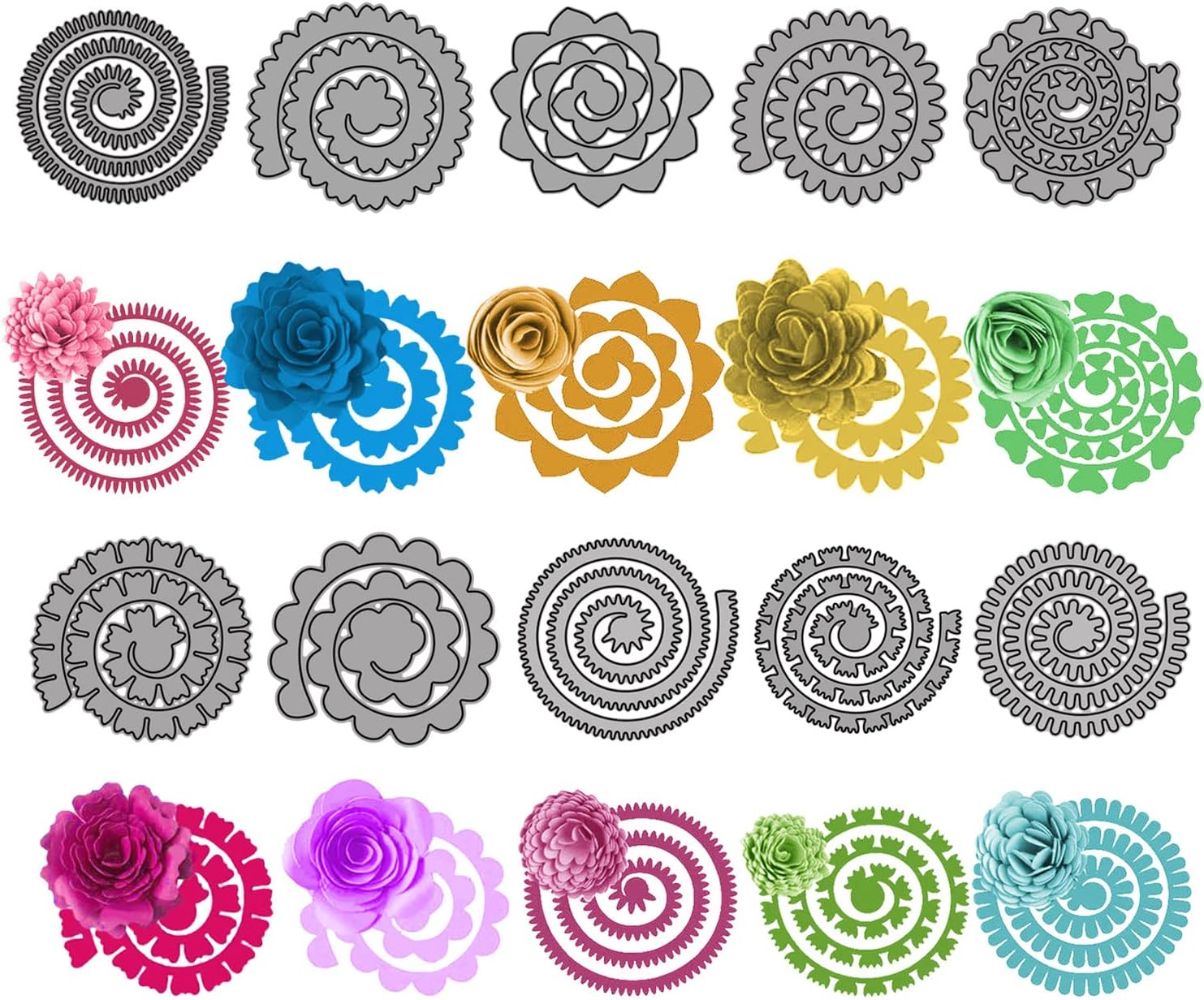 Amazon.com : 10Pcs 3D Spiral Flower Cutting Dies,Mini Metal Paper ...