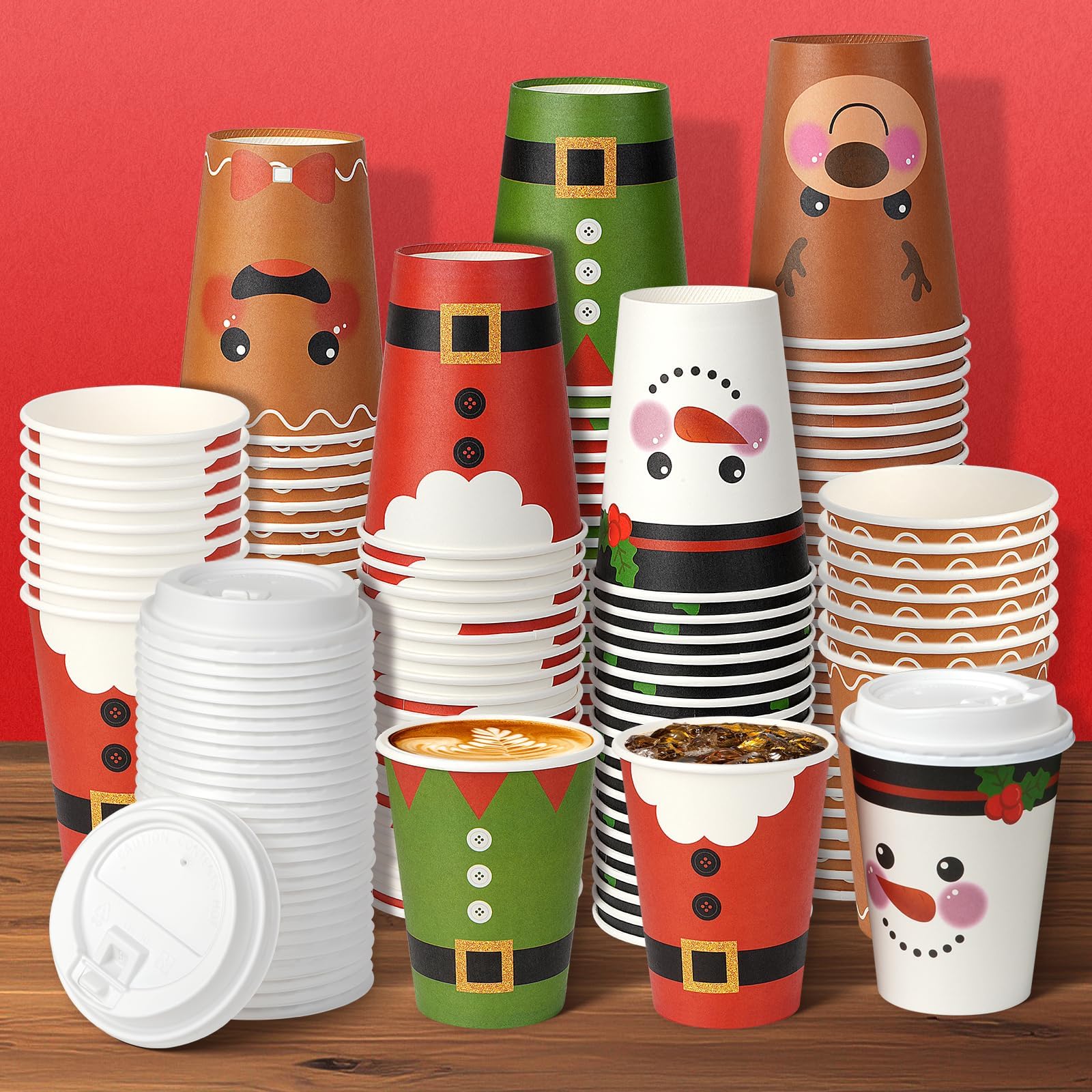 Amazon.com: Funtery 100 Pieces Christmas Paper Cups Xmas Disposable ...