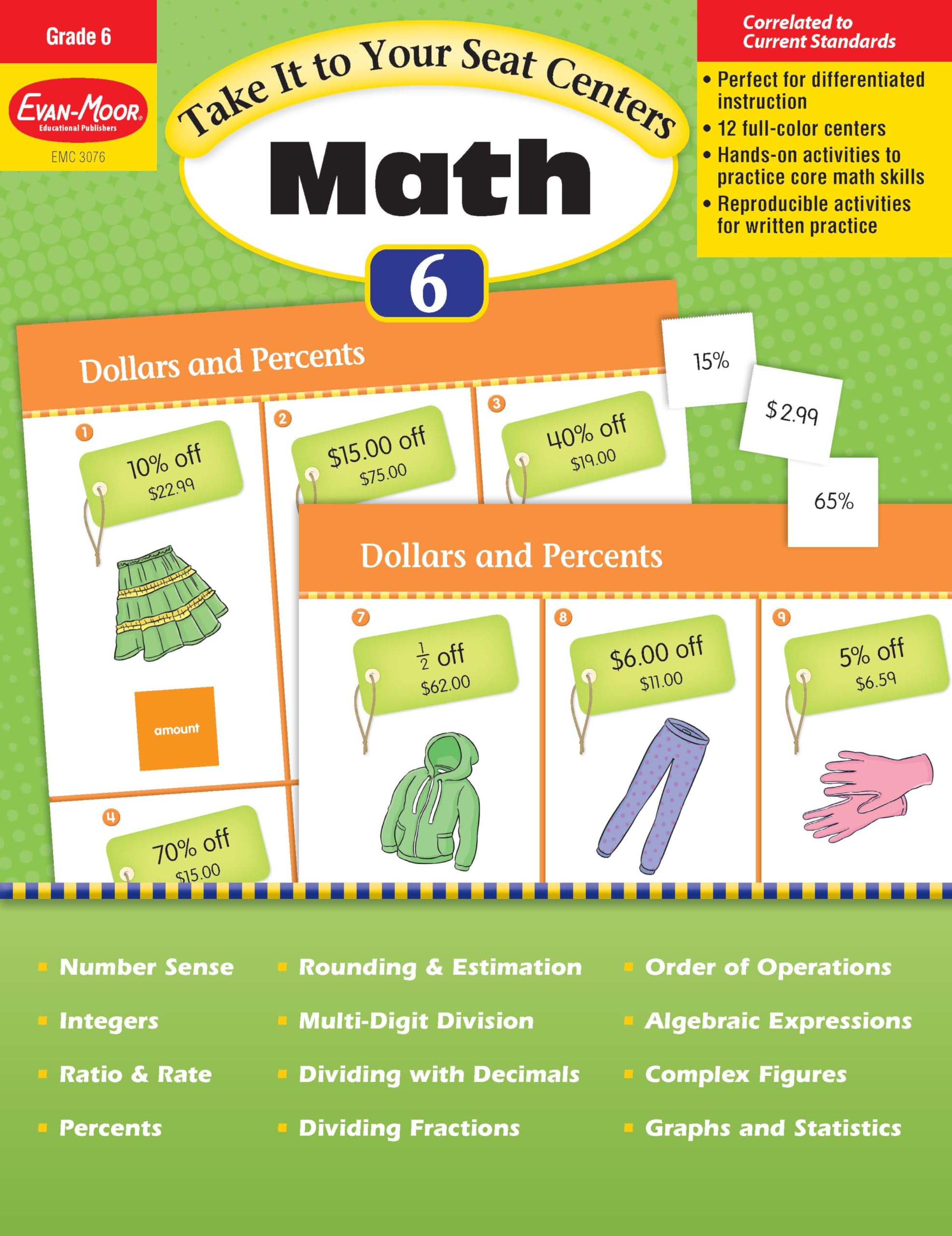 Evan-Moor Common Core Math Centers, Grade 6 (Take It to Your Seat Math ...