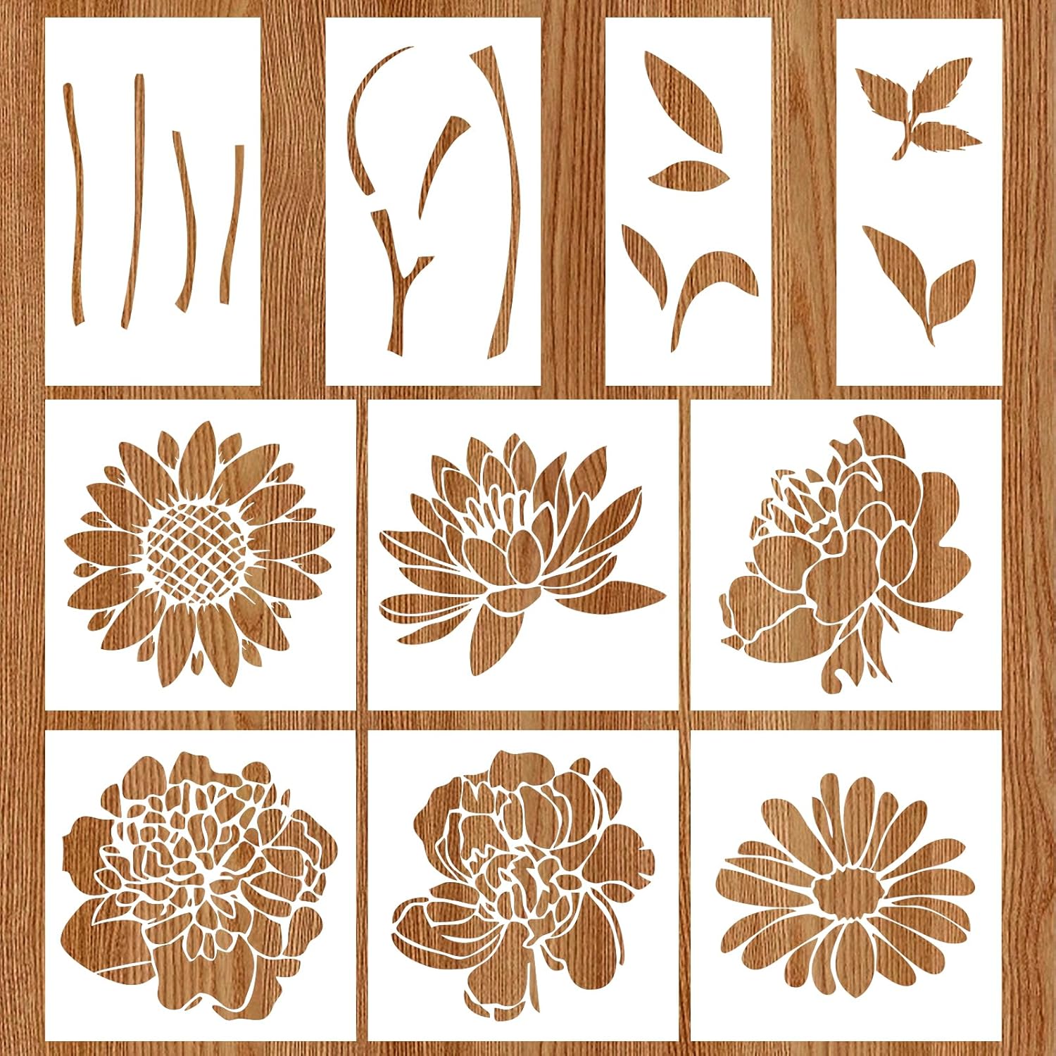 Amazon.com: 10 Pcs Flower Stencils for Painting, Large Flower Stencils ...