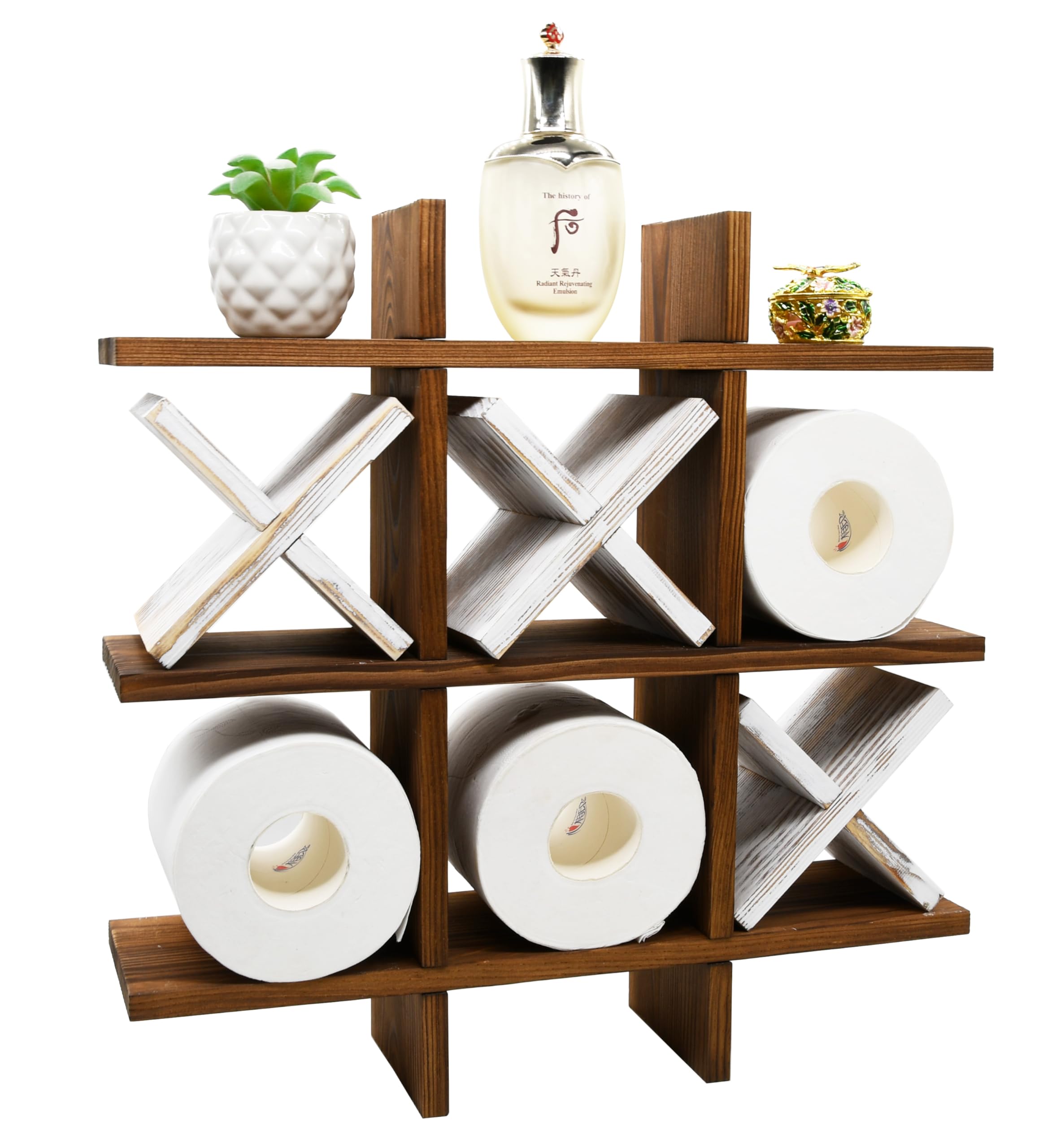 Amazon.com: Owlgift Tic Tac Toe Toilet Paper Holder Rack Rustic Burnt ...