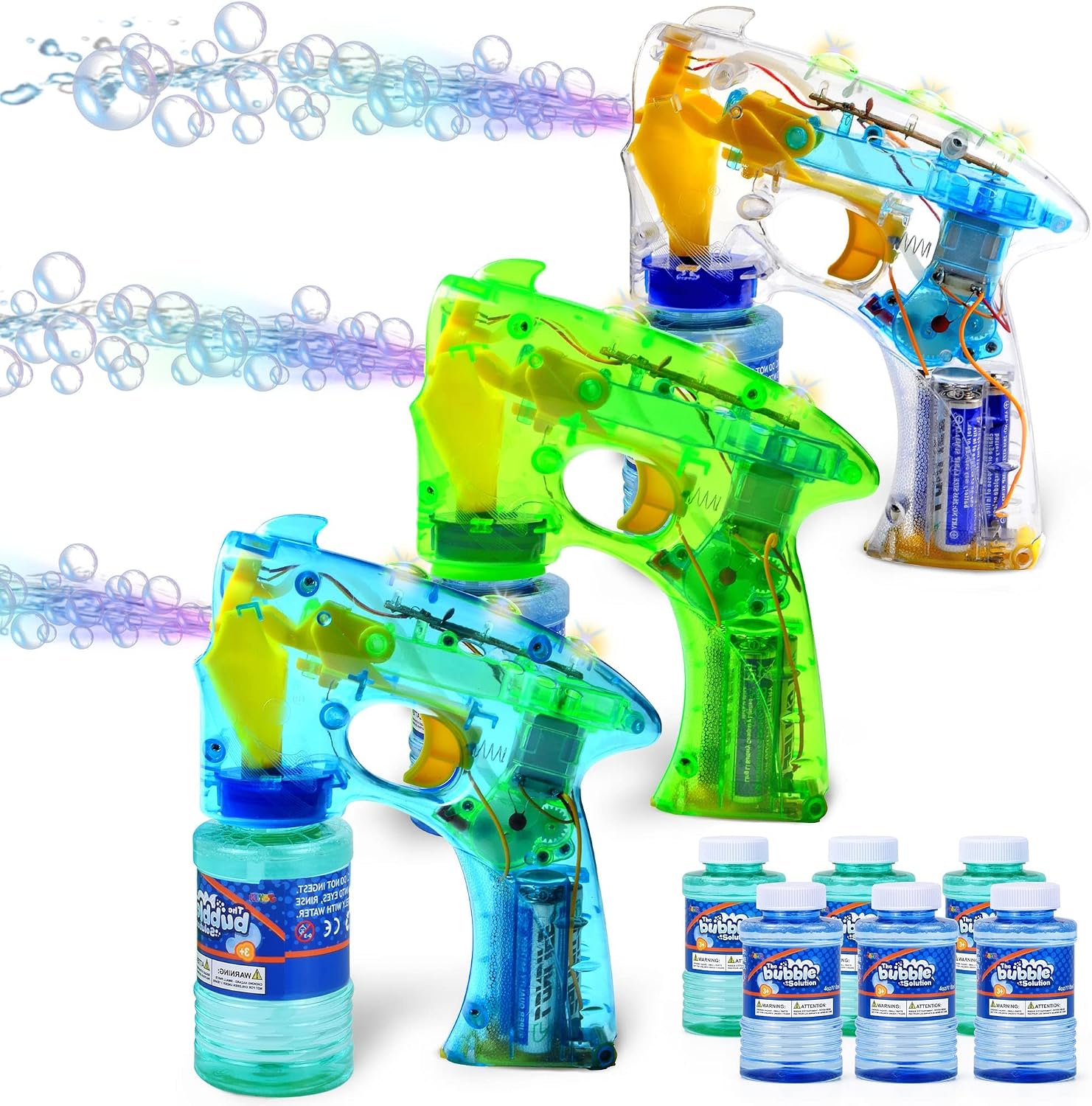 JOYIN 3 Bubble Guns Kit for Bubble Blaster Party Favors, LED Bubble ...