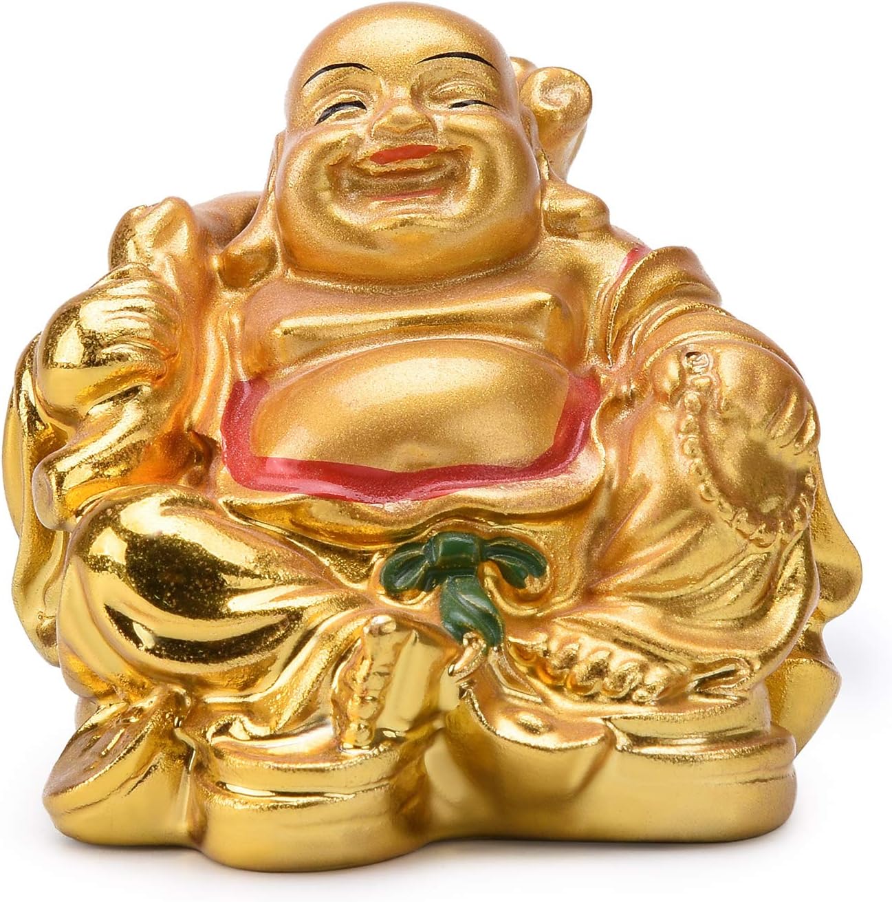 BRABUD Resin Feng Shui Golden Laughing Sitting Buddha Colorful Statue ...