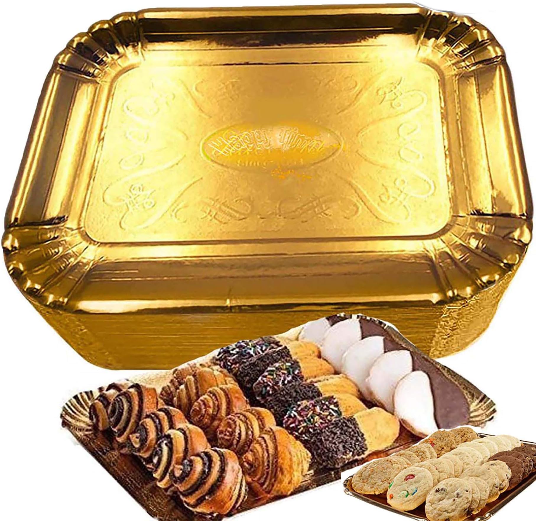 Amazon.com | Maxcheck 24 Pcs Gold Plastic Serving Tray Platter Set 14 x ...