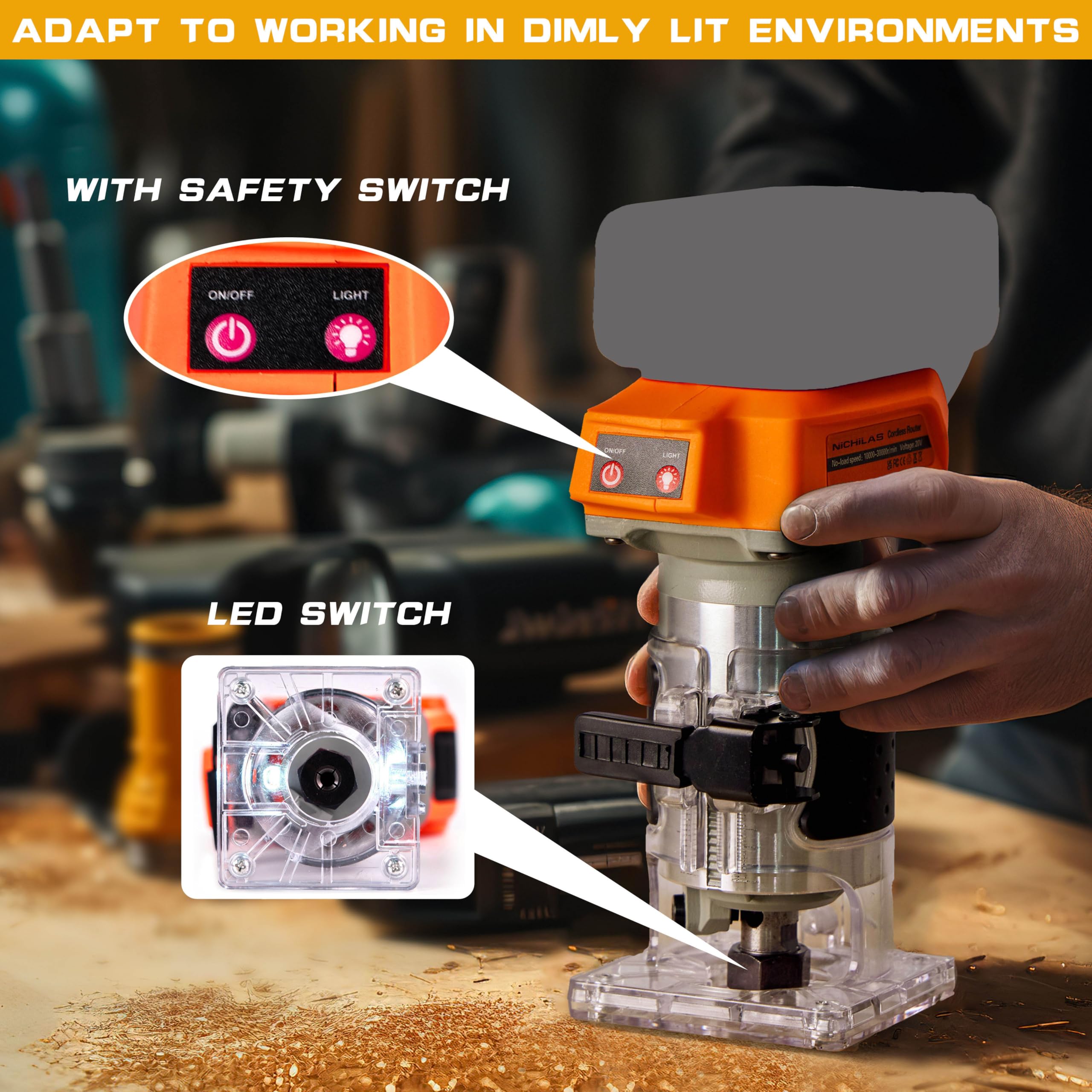 Snapklik.com : Nichilas Cordless Trimmer Router, Brushless Hand Edge ...