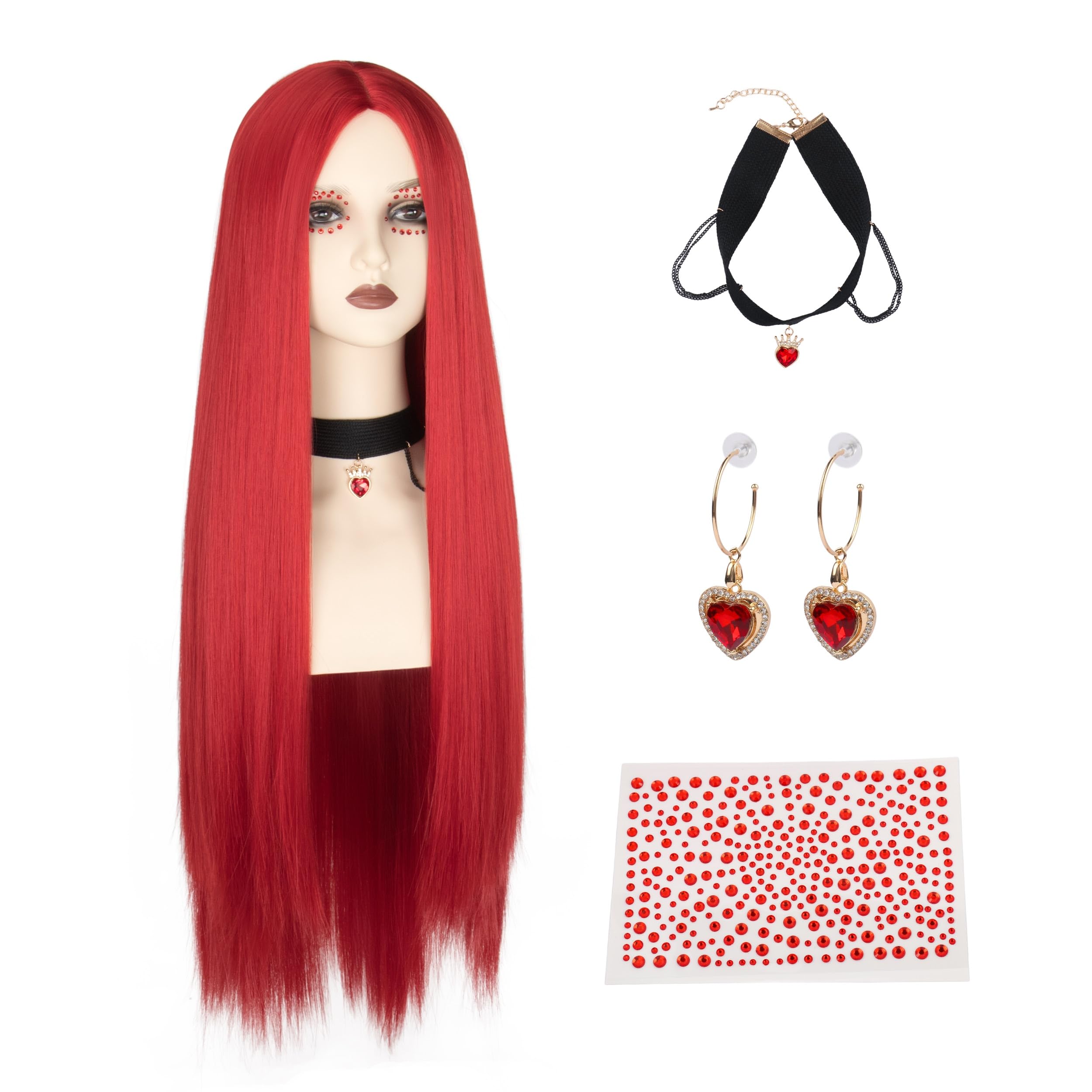 Amazon.com: Yan Dream Women's Extra Long Straight Red Wig 36inch Middle ...
