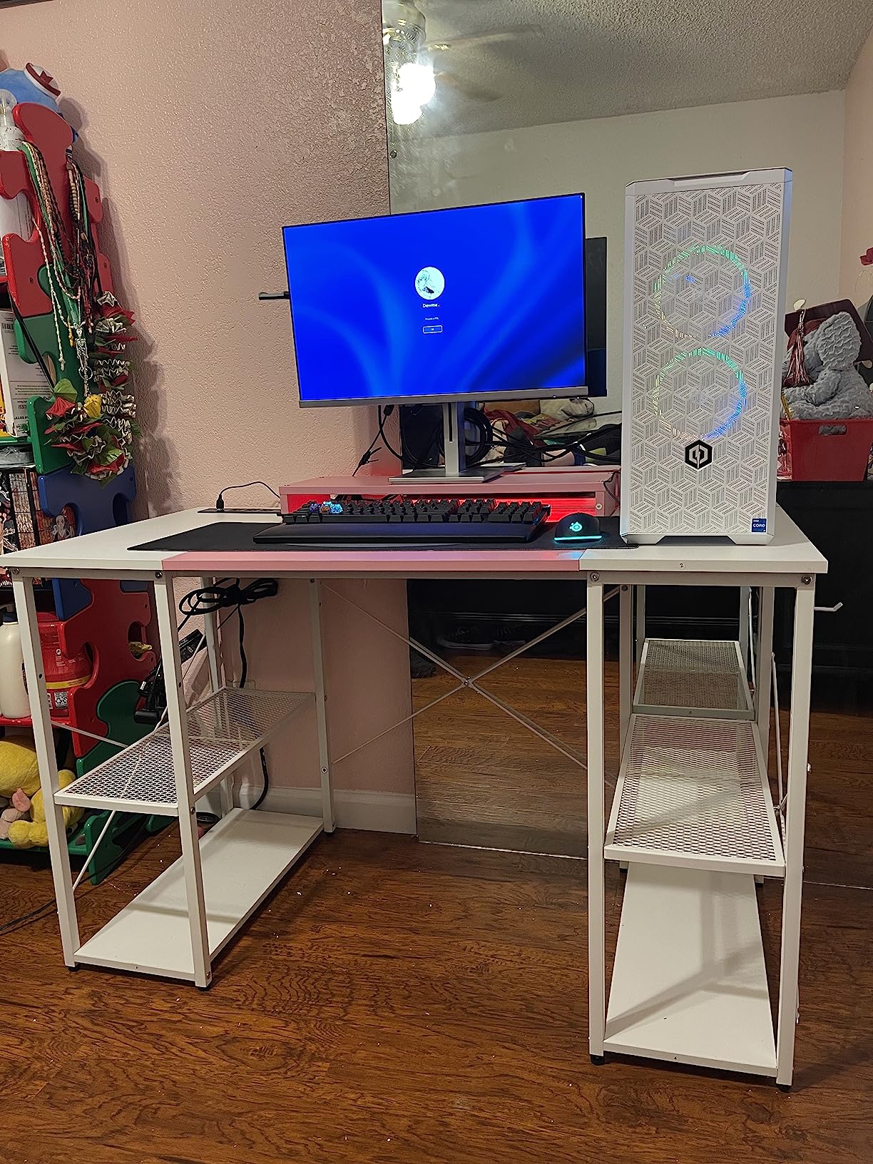 $25/mo - Finance armocity Computer Desk with LED Lights, 48 Inch Desk ...