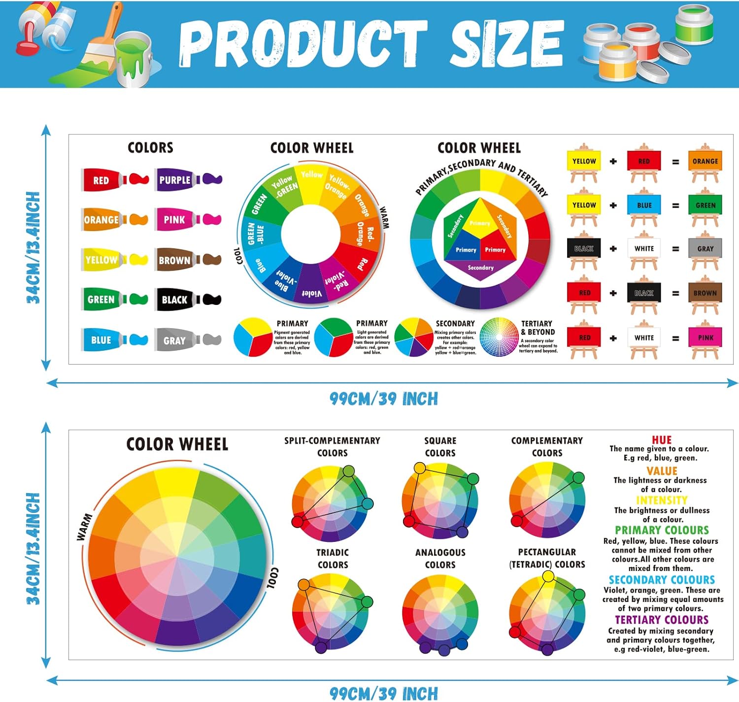 Color Wheel Poster for Classroom Decorations - Art Australia | Ubuy