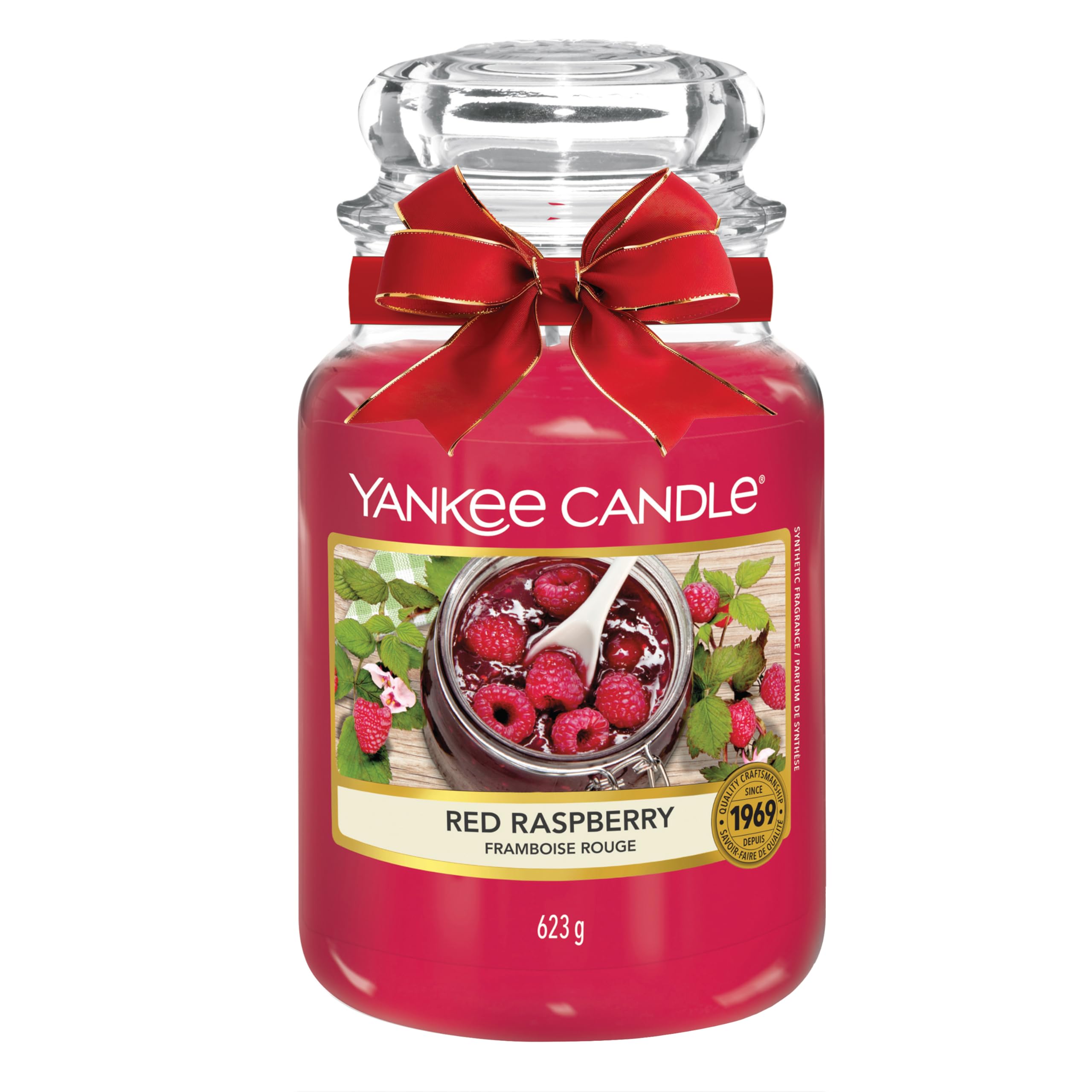 Amazon.com: Yankee Candle Red Raspberry Scented, Classic 22oz Large Jar ...