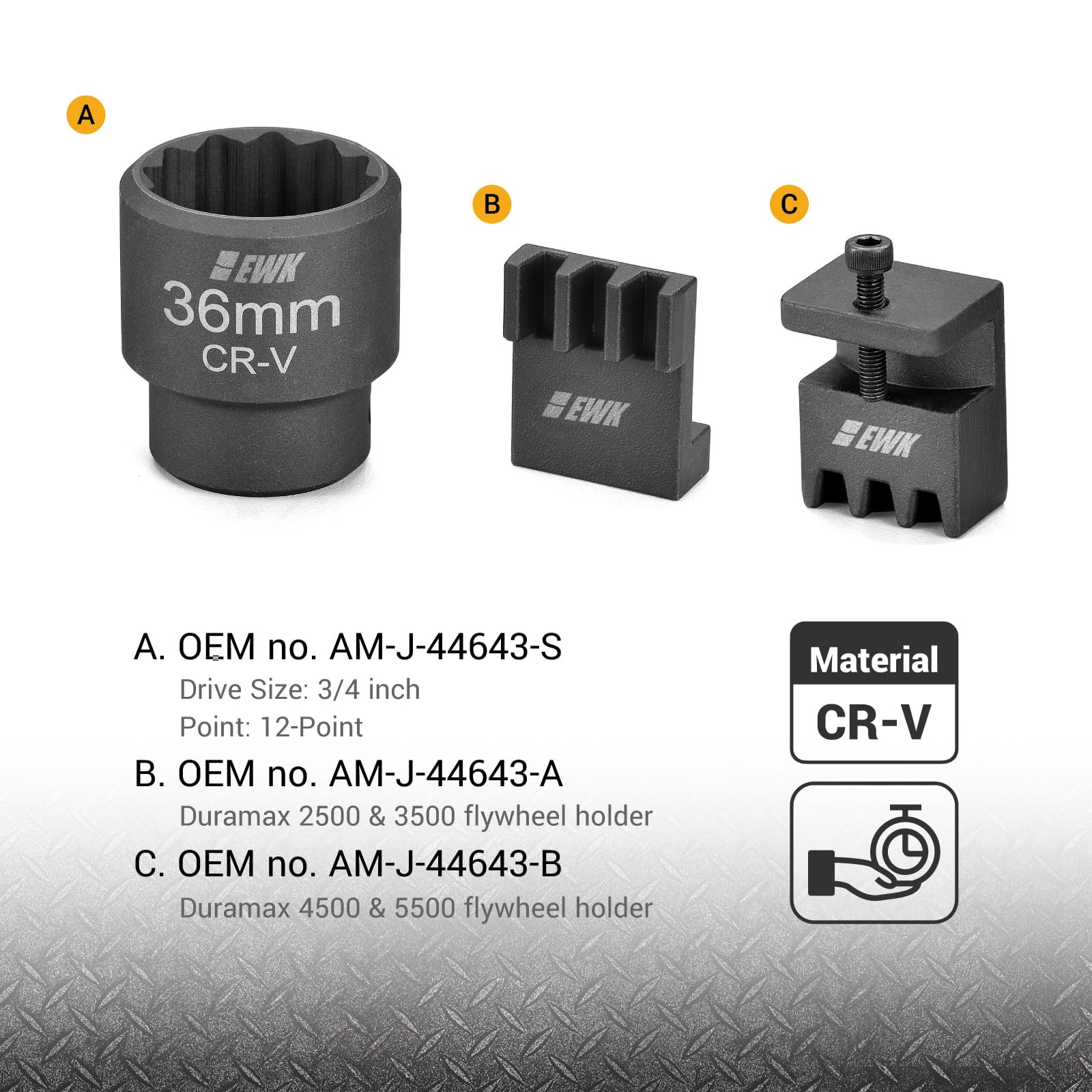 Snapklik.com : Flywheel Locking Tool, 36mm 3/4 Inch 12 Pt Socket & 2 ...