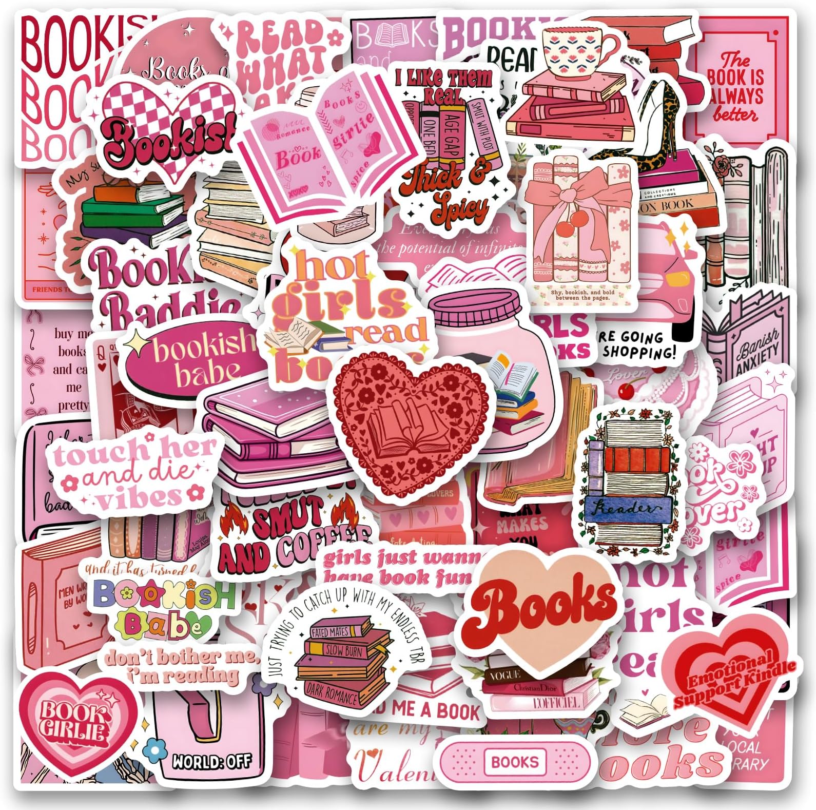Amazon.com: 150 PCS Pink Bookish Stickers Pack,Book Stickers for Kindle ...