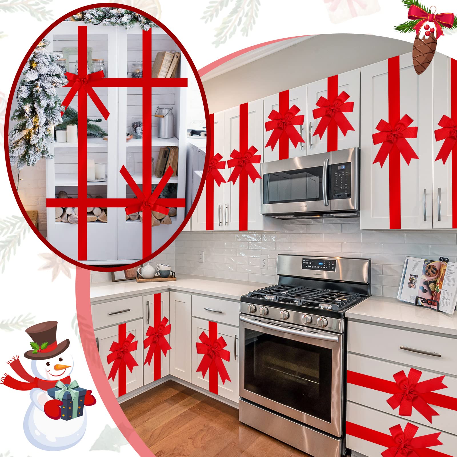 Snapklik.com : Crowye 14 Pcs Christmas Cabinet Bow For Kitchen Door ...