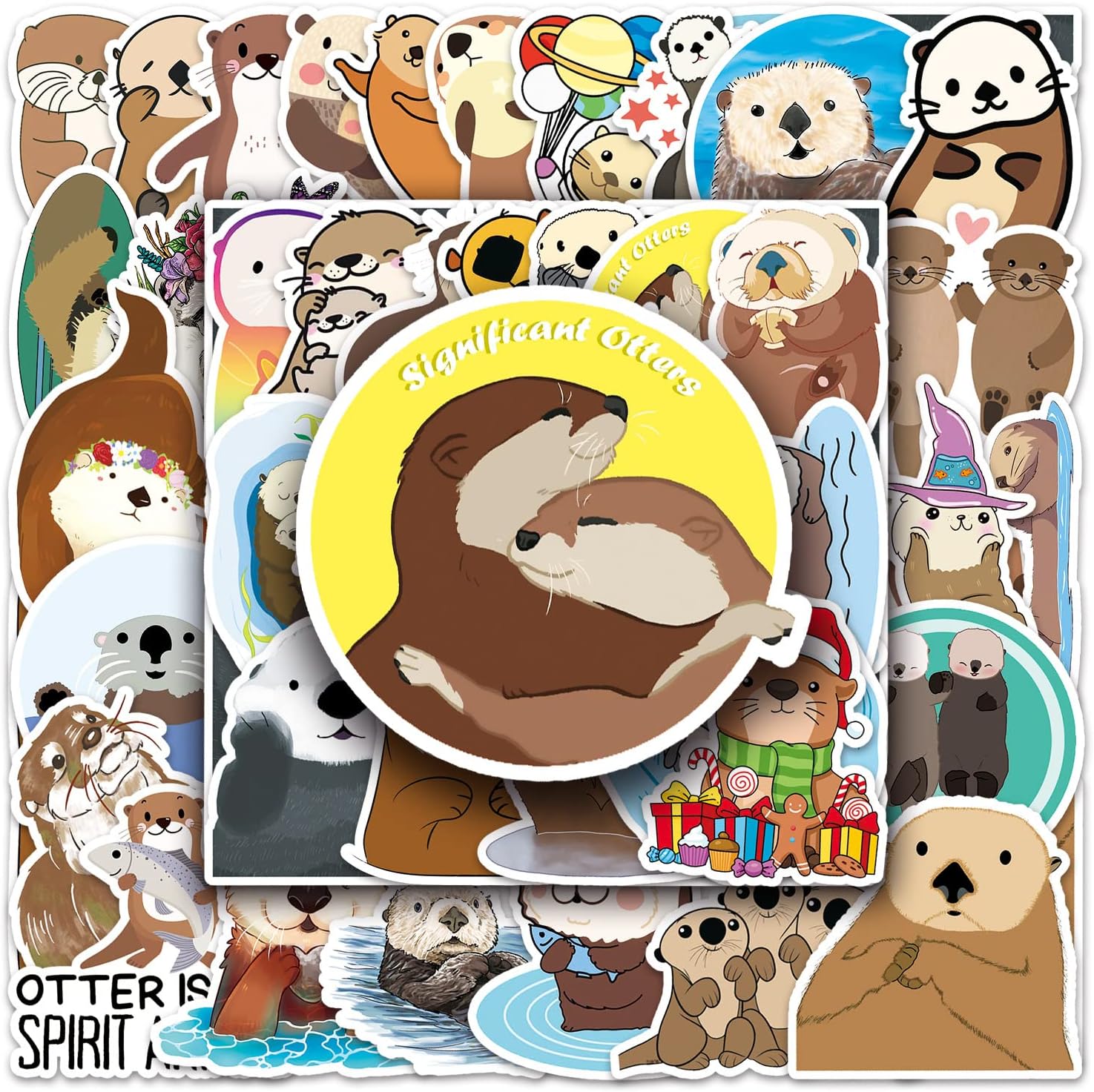 Amazon.com: Animals Otter Stickers - 50 Pcs Cartoon Waterproof Decals ...