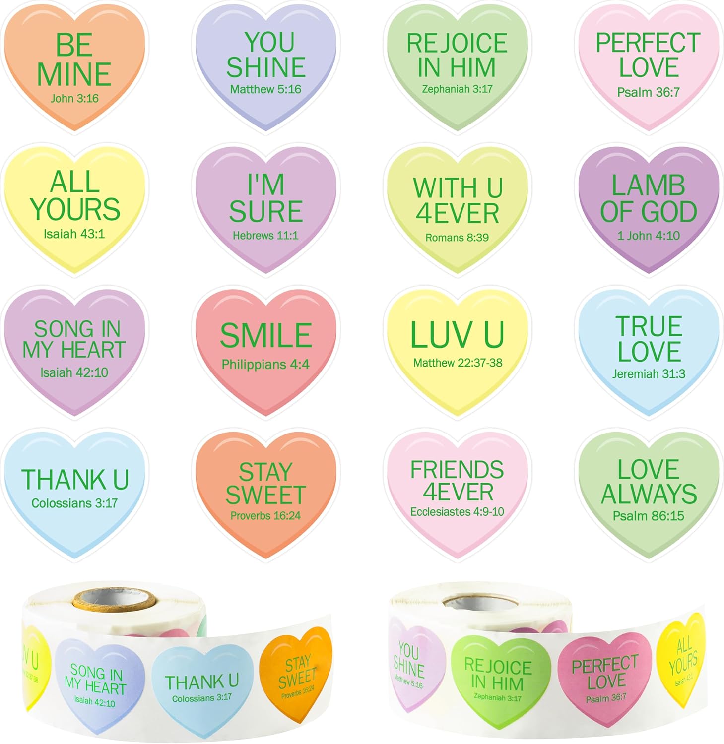 Amazon.com: W1cwey Valentine’s Self-Adhesive Stickers Rolls - 1000pcs ...