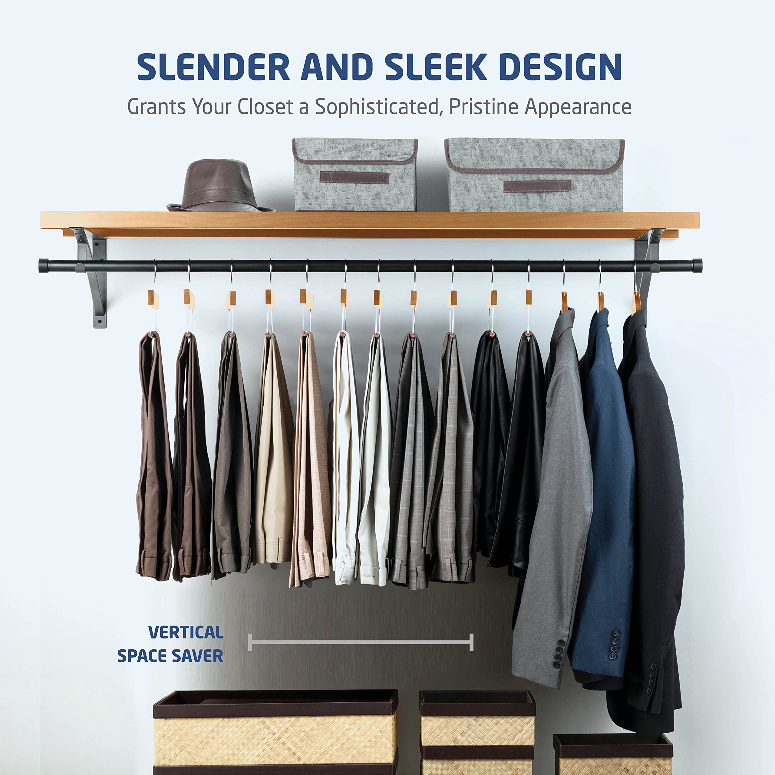 High-Grade Wooden Slack/Trouser Pants Hangers with Non Slip Bar (10 ...