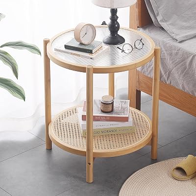 Tiita Rattan Coffee Table, Round End Table, 19.7Inch Liberia | Ubuy