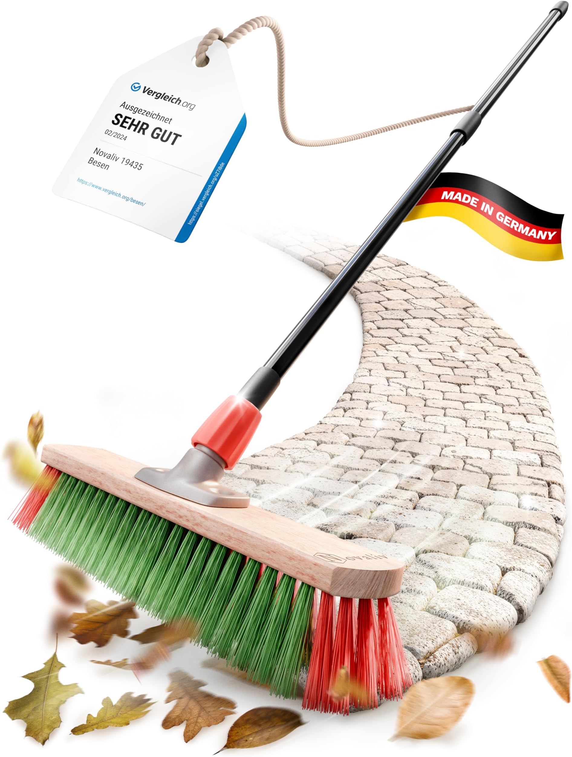 Novaliv Kehrbesen Besen mit Teleskopstiel Straßenbesen mit Stiel ...