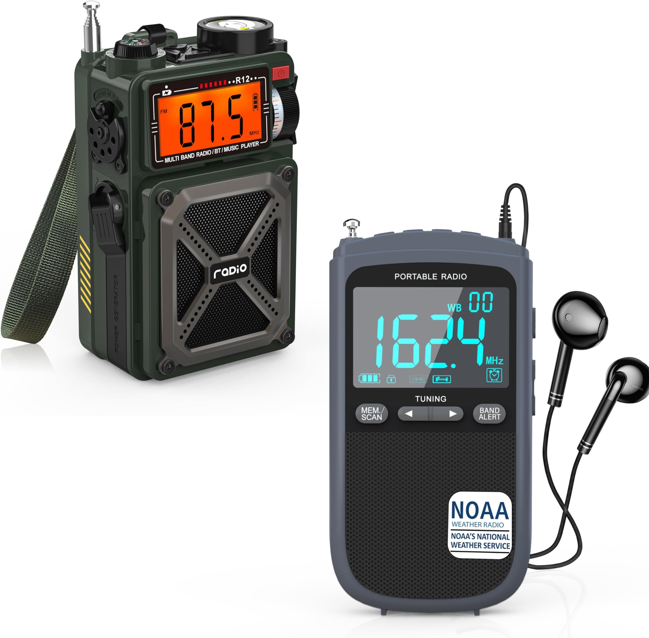 Amazon.com: Greadio NOAA Weather Alert Radio, AM FM Radio Portable with ...