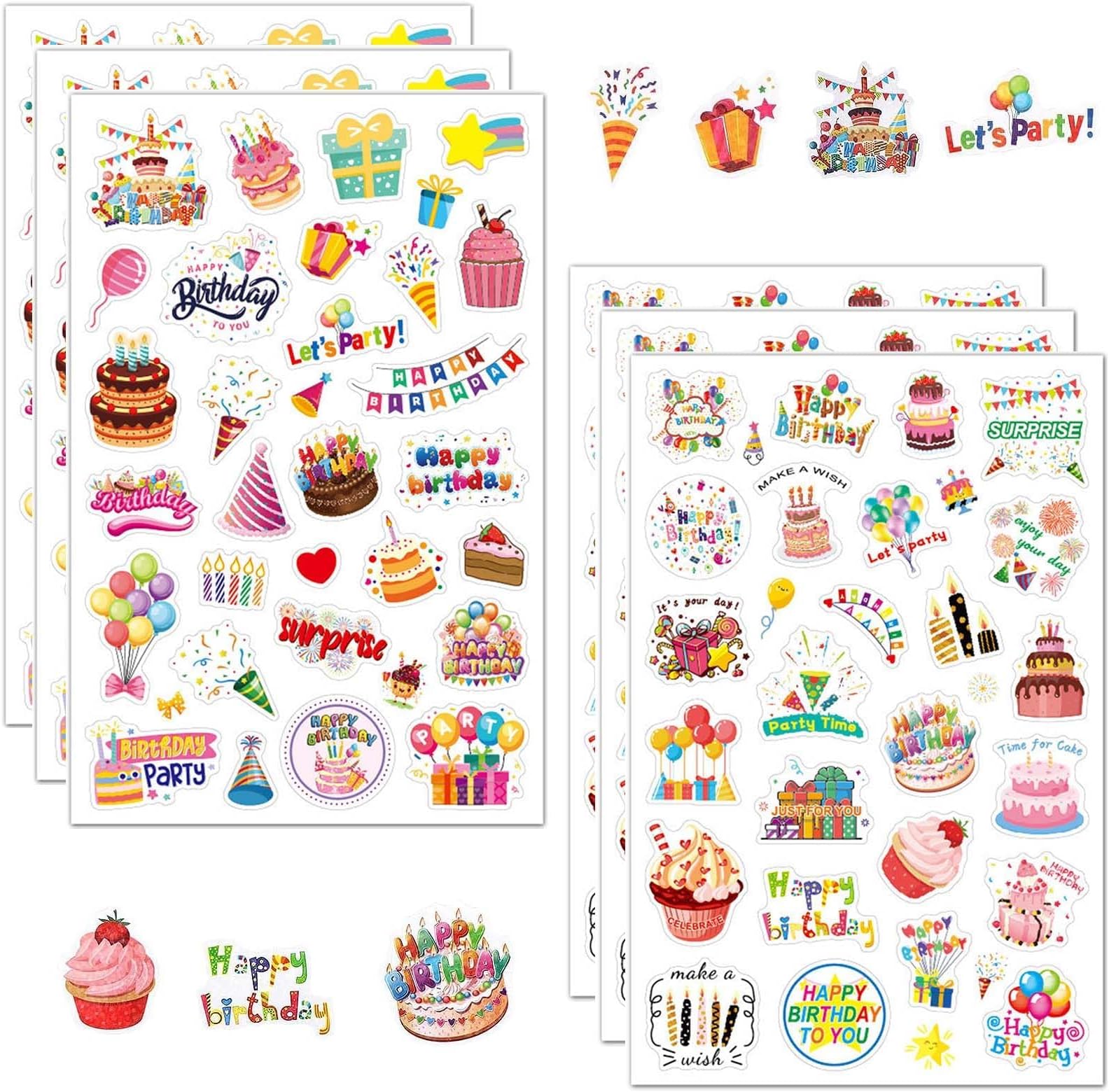 Birthday Party Stickers, 125 Pcs Happy Birthday Stickers for Birthday ...