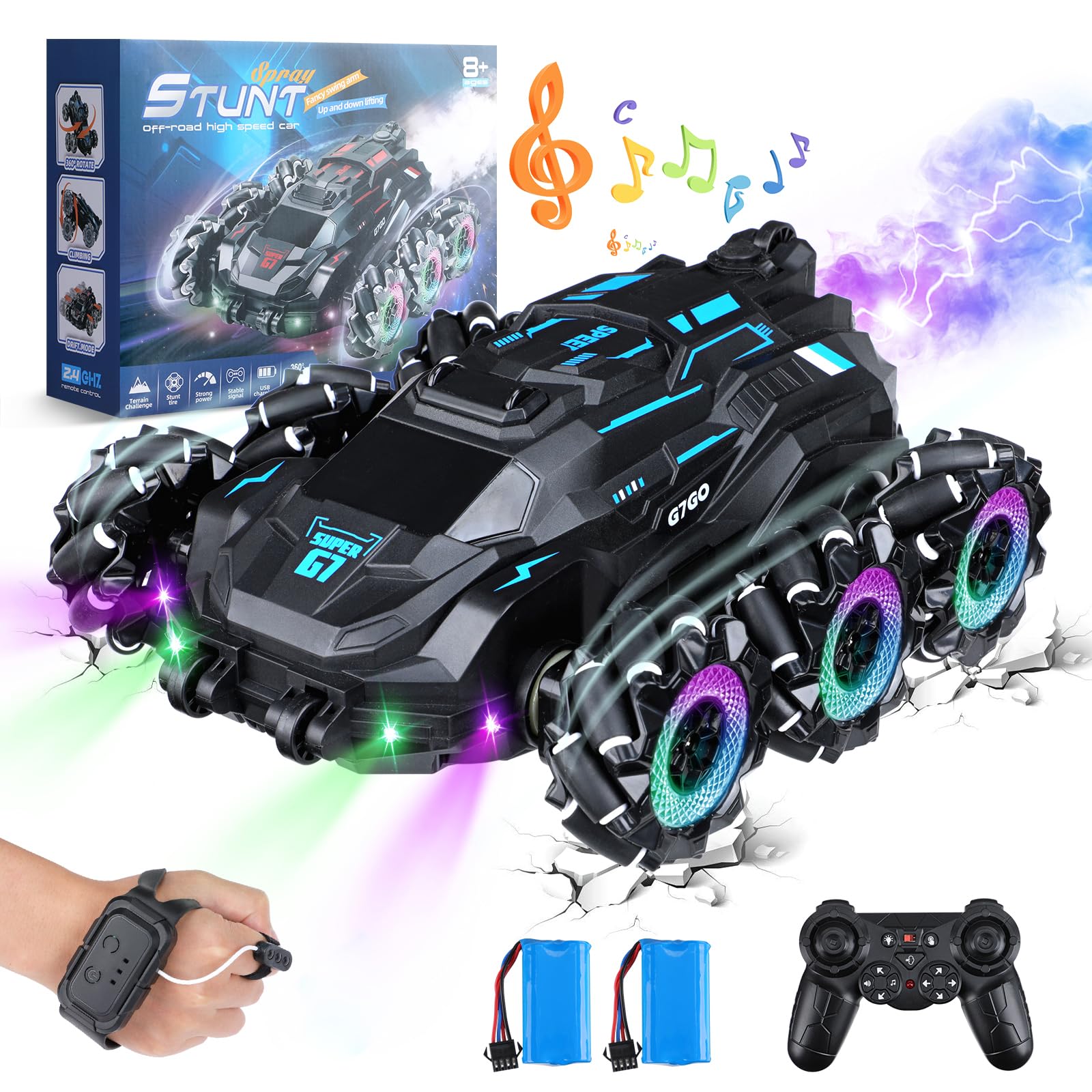 LYtech Remote Control Car 60 Min Play, RC Cars 5WD Off Road Stunt Car ...