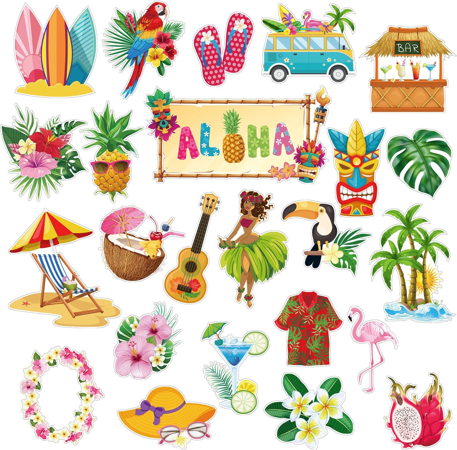 Amazon.com: 24 Pcs Hawaii Cruise Door Decorations Magnetic Tropical ...
