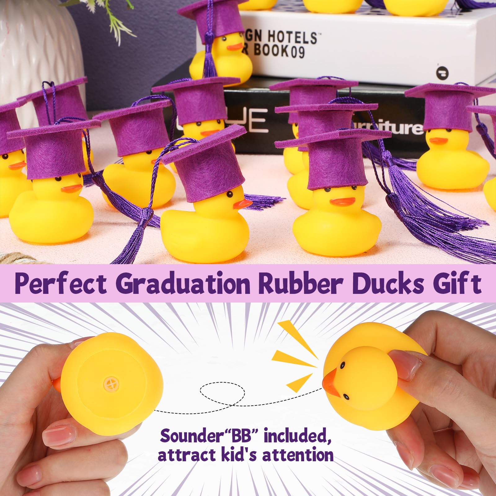 Snapklik.com : Jerify 48 Pcs Graduation Rubber Ducks