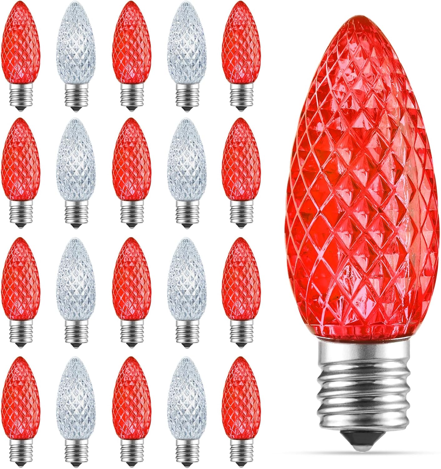 Minetom 50 Pack C9 LED Replacement Strawberry Christmas Light Bulb, Red ...