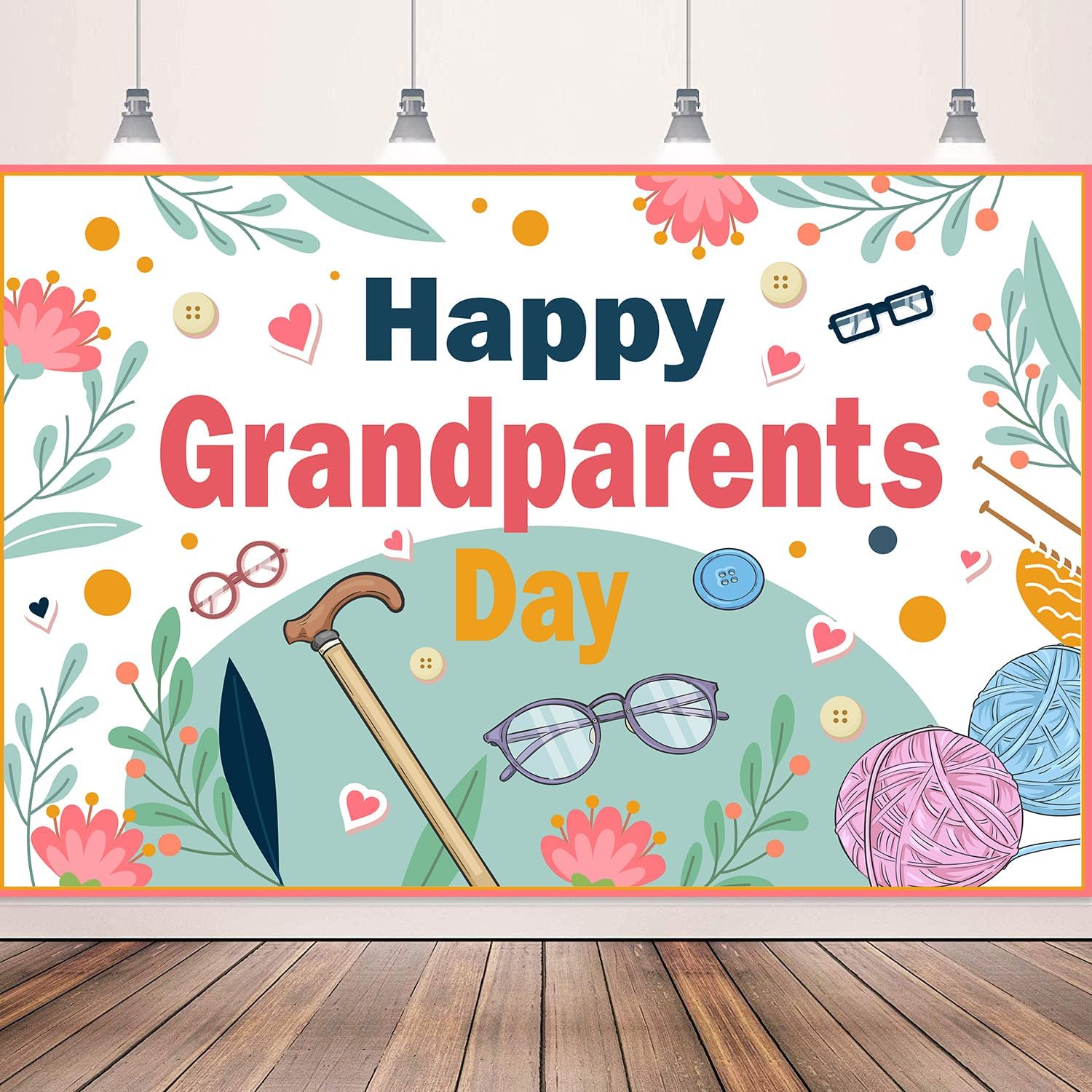 Amazon.com : Grandparents Day Decorations Backdrop Banner Happy ...